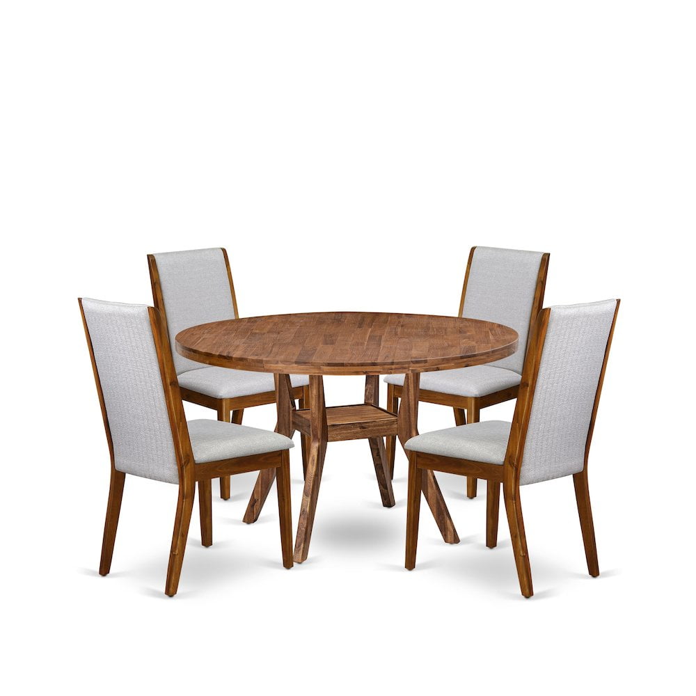 Luxe by East West Furniture 5-Pc Kitchen Set A Pedestal Dining Table, 4 ...