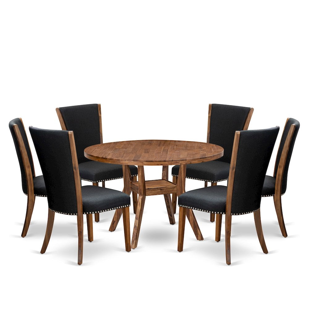 Luxe by East West Furniture 7 Piece Dining Set Includes 48" Round ...