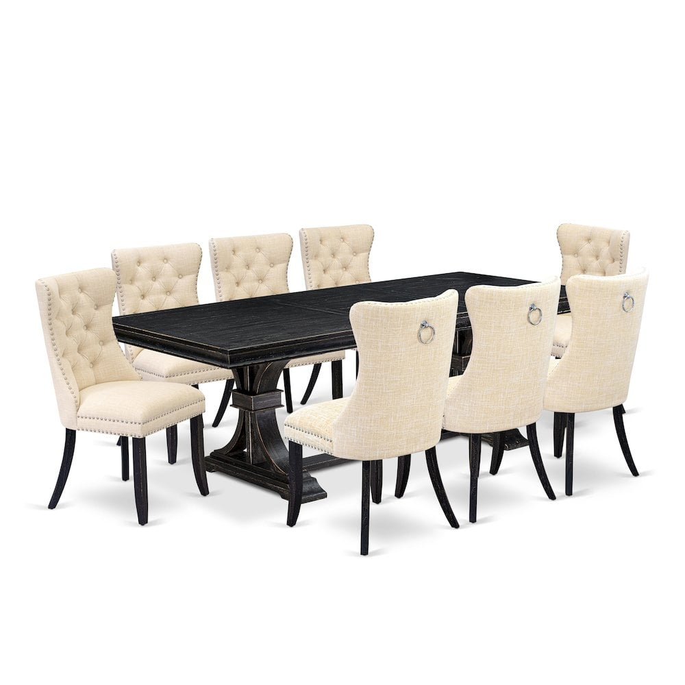 Luxe by East West Furniture 9 piece modern dining set of a rectangular ...