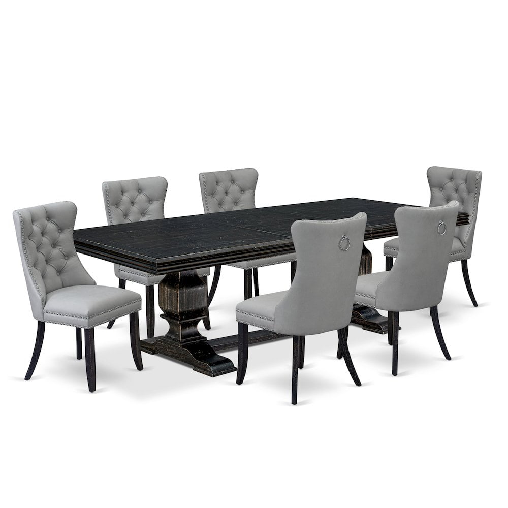 Luxe by East West Furniture 7 piece dining set a rectangular table and ...