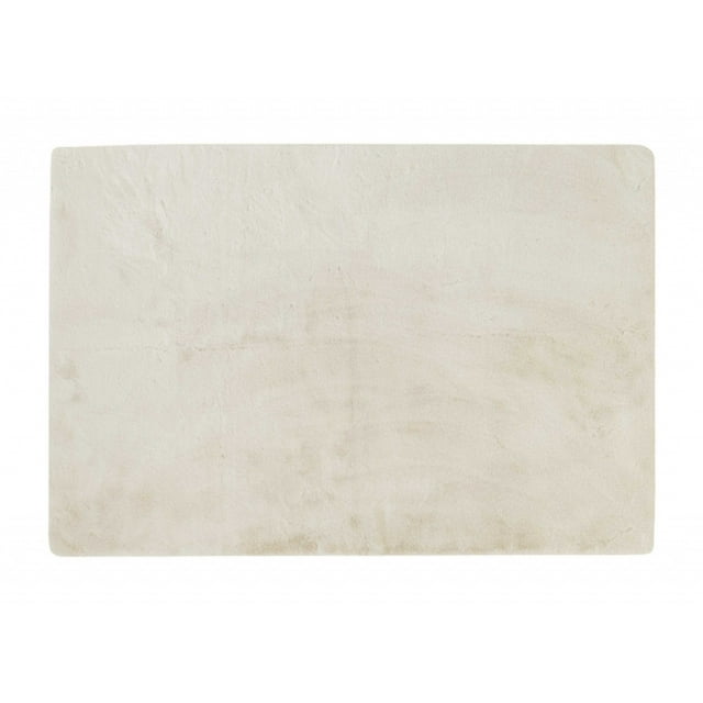 Luxe Faux Rabbit Fur Rectangular Rug 5' x 8' - Ivory - Walmart.com