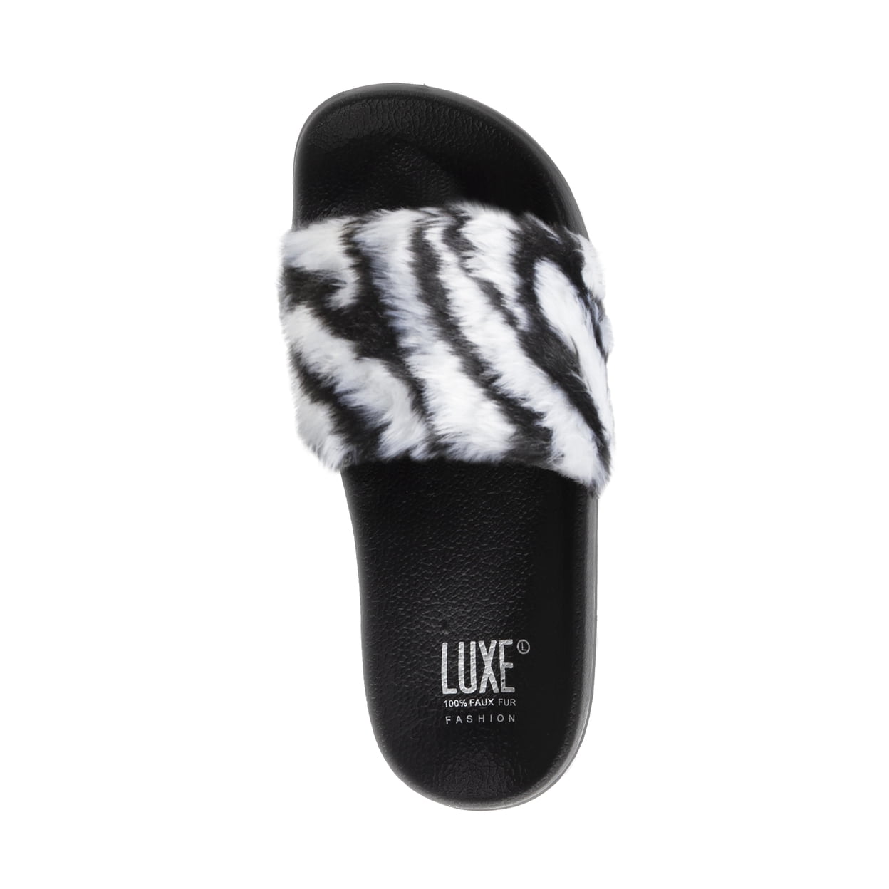 Luxe Faux Sheepskin Women Slides Zebra Soft faux Cushioned Comfort Size ...