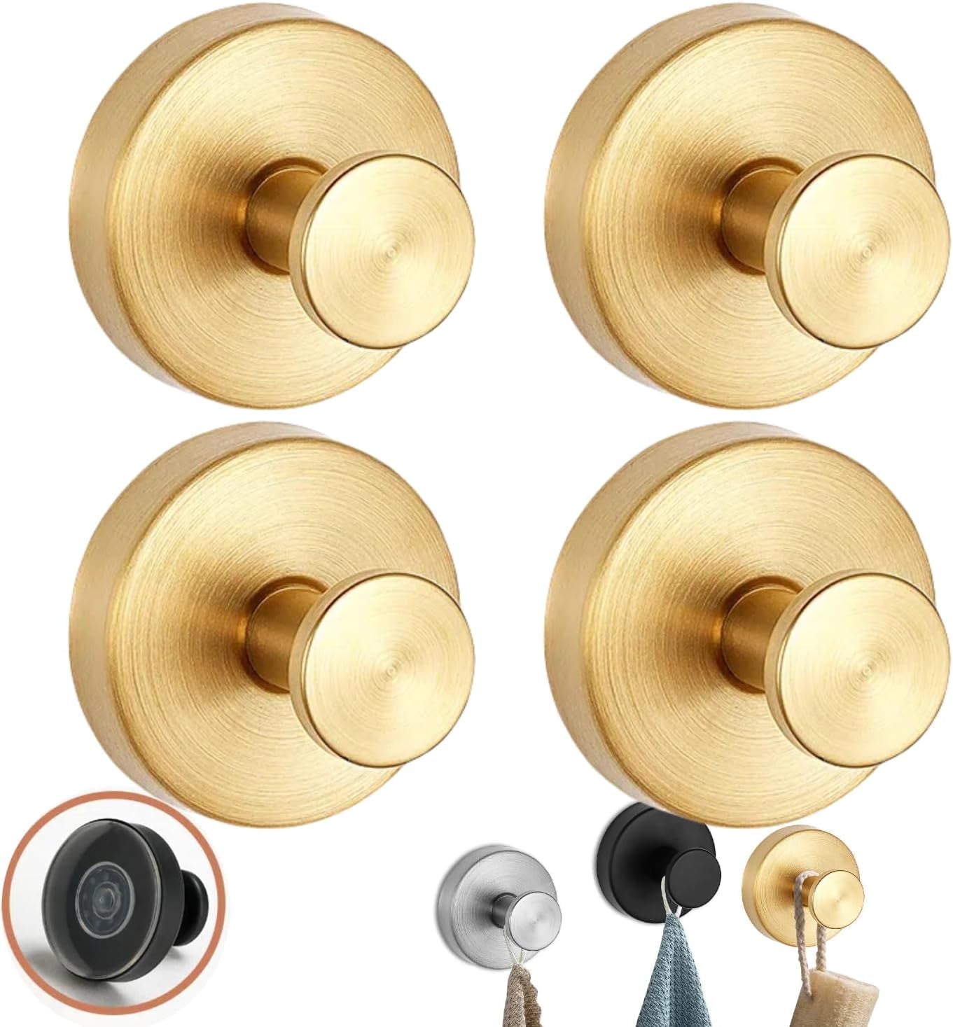 Luxe Hold No-Drill Hooks, 2024 Upgraded Suction Cup Hooks, Stainless ...