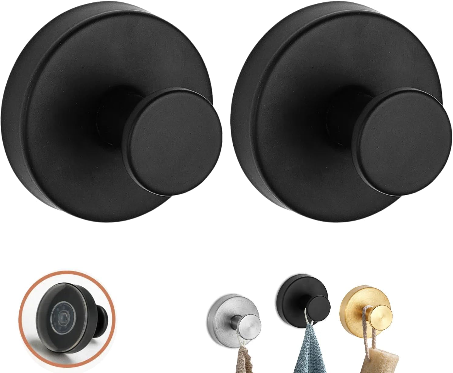 Luxe Hold No-Drill Hooks, 2024 Upgraded Suction Cup Hooks, Stainless ...