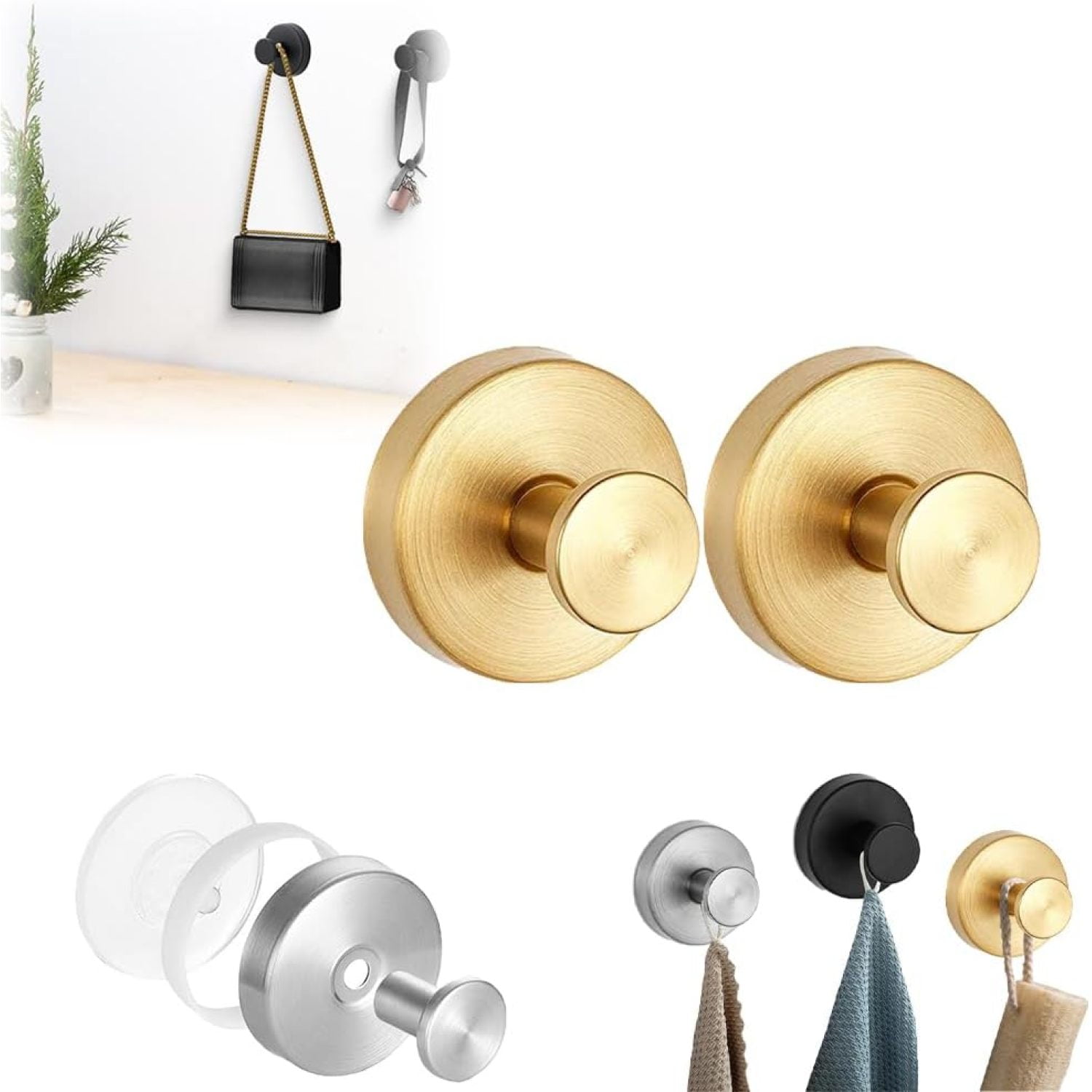 Luxe Hold No-Drill Hooks, 2024 Upgraded Suction Cup Stainless Steel ...