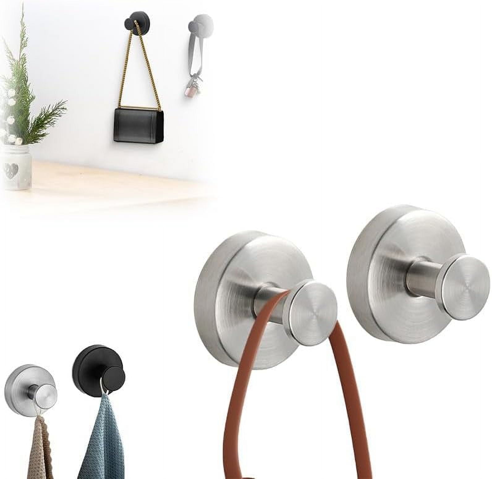 Luxe Hold No-Drill Hooks, Stainless Steel Vacuum Suction Cup Bathroom ...