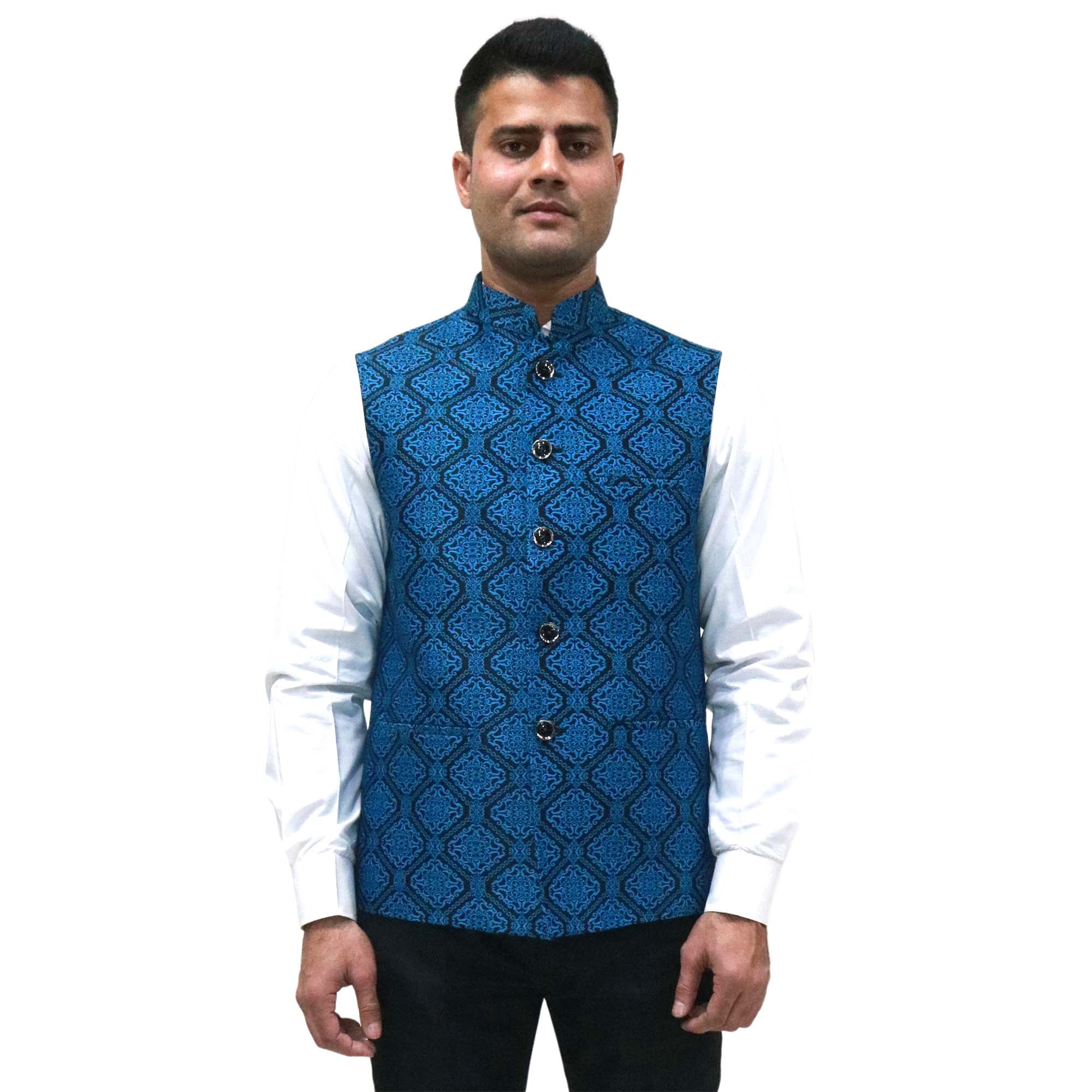 Luxe Jacquard Nehru Jacket for Men - Designer Formal Party Wear ...