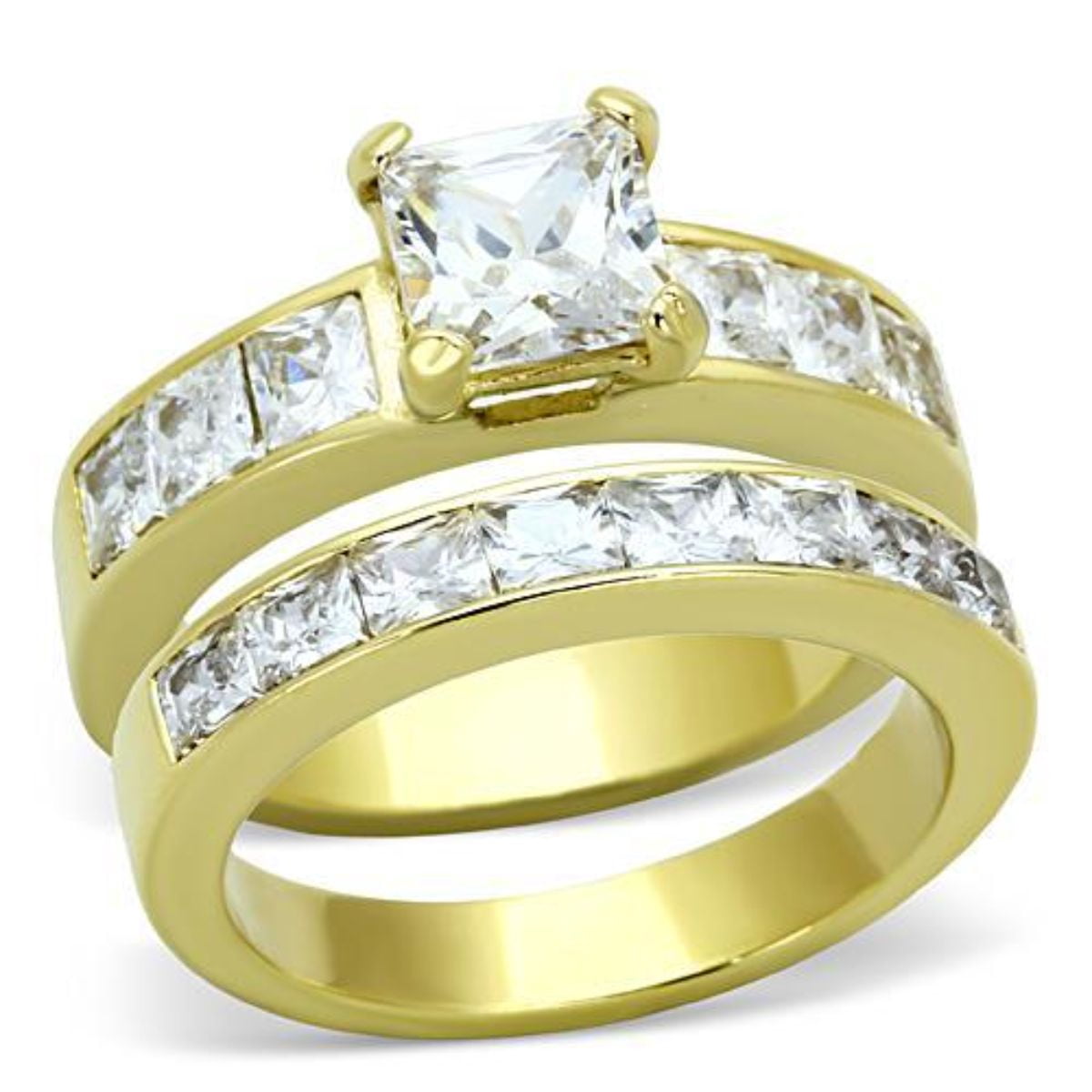 Luxe Jewelry Designs 2-Piece Gold IP Stainless Steel Women's Wedding ...