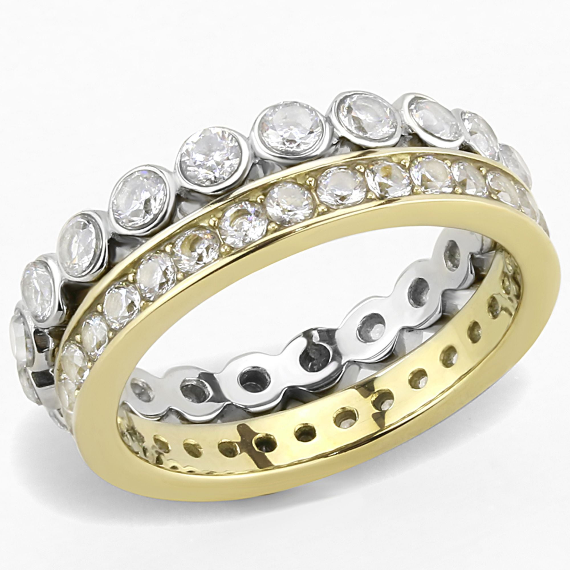 Luxe Jewelry Designs 2-Piece Women's Gold IP Stainless Steel Wedding ...