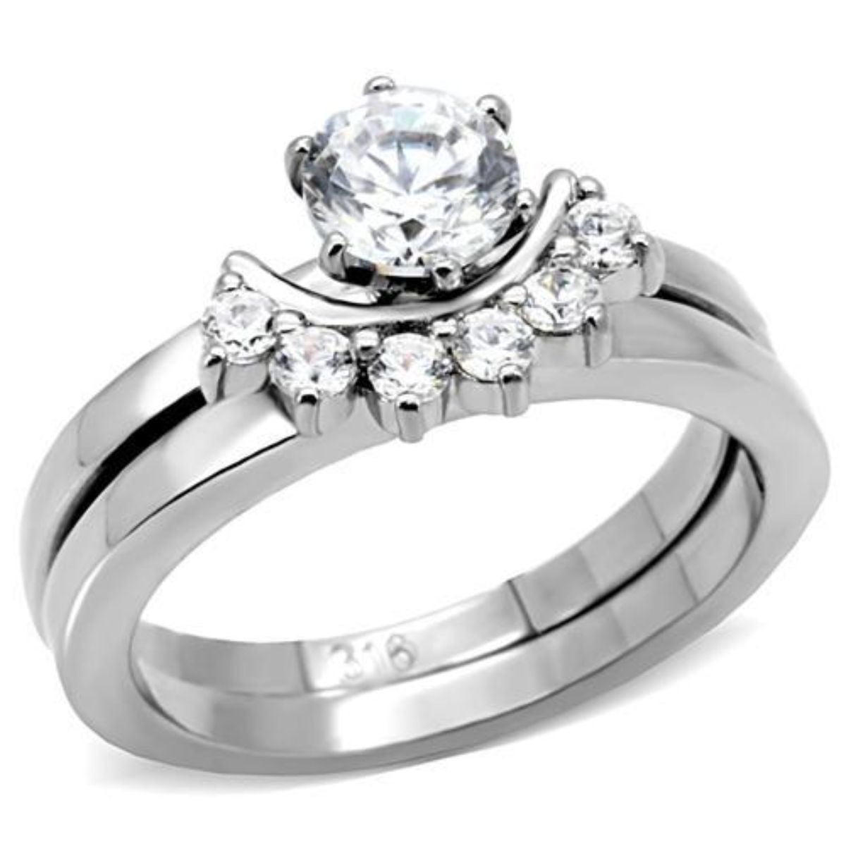 Luxe Jewelry Designs 2-Piece Women's Stainless Steel Wedding Ring Set ...