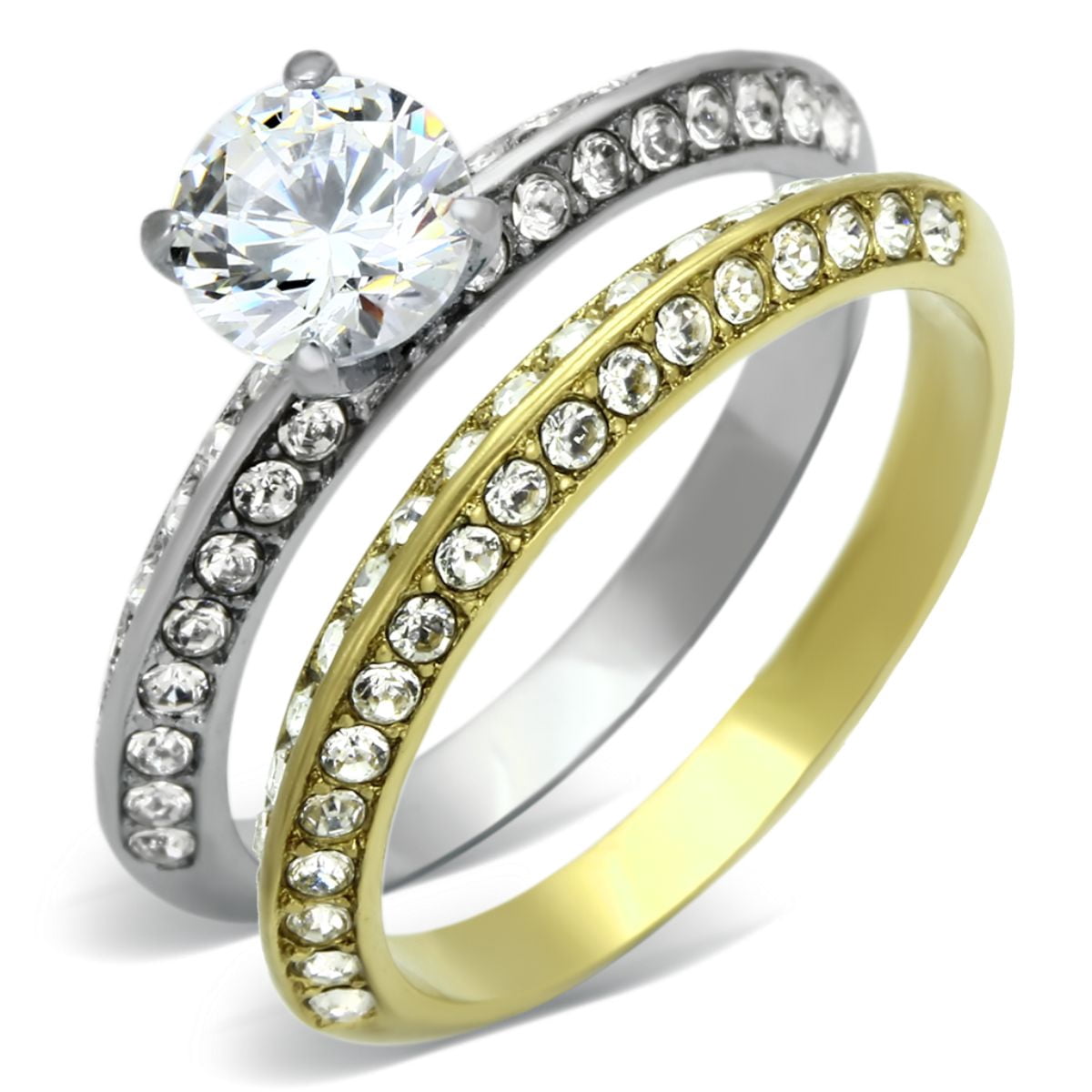 Luxe Jewelry Designs 2-Piece Women's Two Tone Gold IP Stainless Steel ...