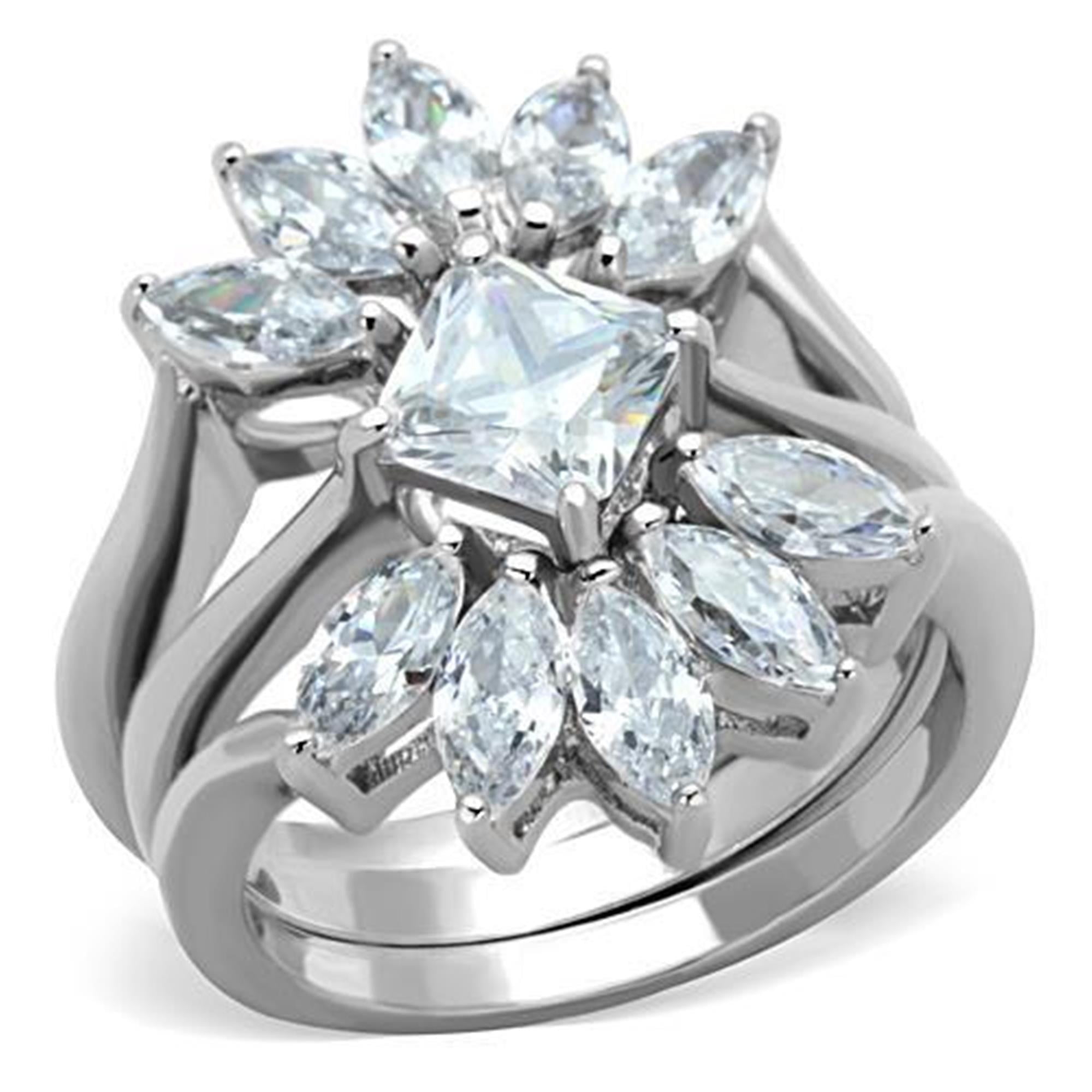 Luxe Jewelry Designs 3-Piece Women's Stainless Steel Wedding Rings Set ...