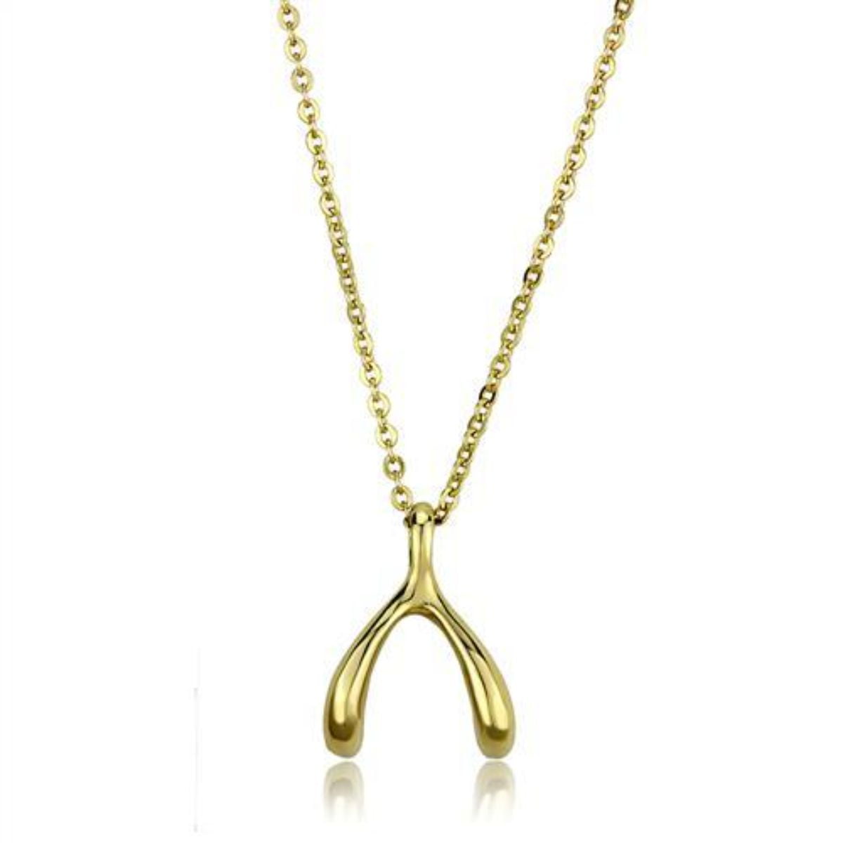 Luxe Jewelry Designs IP Gold Stainless Steel Wishbone Shaped Chain ...