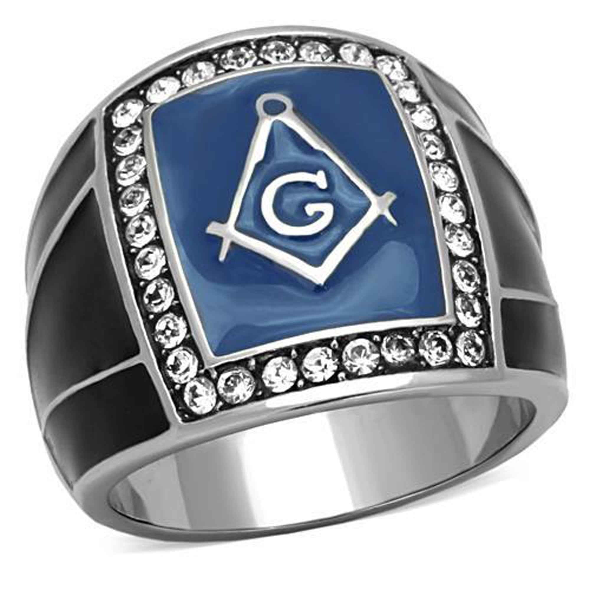Luxe Jewelry Designs Men's Blue High Polished Stainless Steel Unique ...