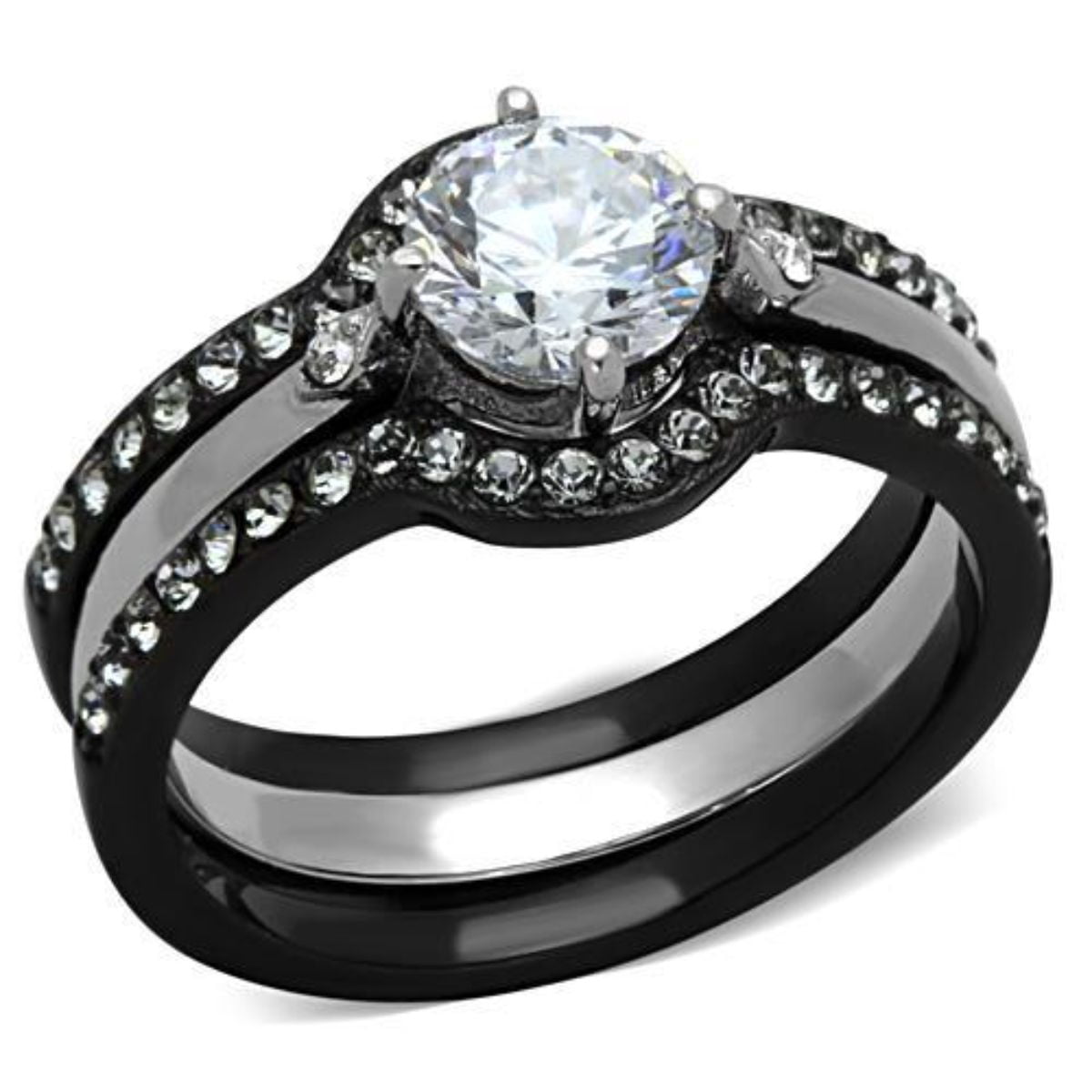 Luxe Jewelry Designs Set of 3 Women's Black IP Stainless Steel Wedding ...