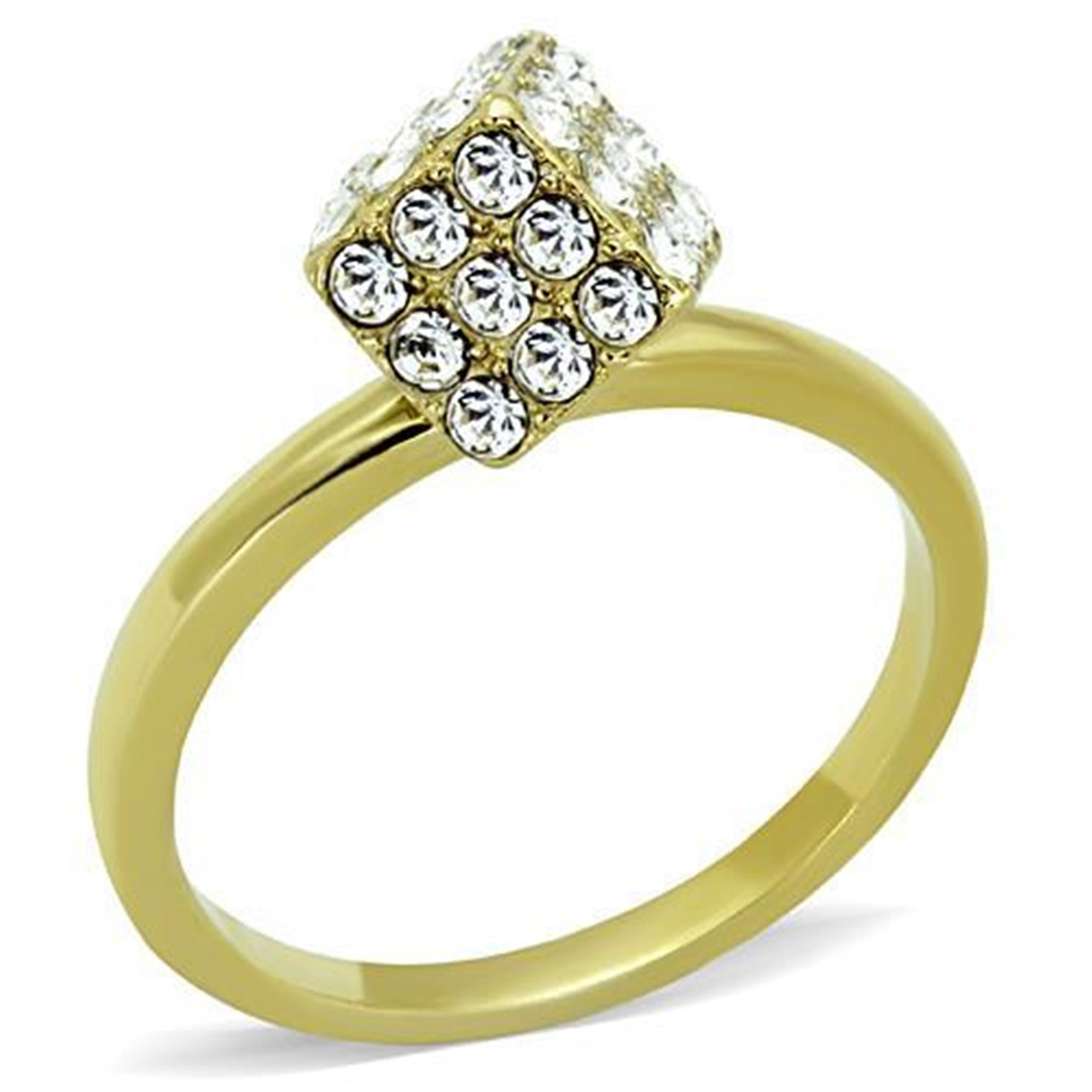Luxe Jewelry Designs Women's Gold IP Stainless Steel Engagement Ring ...