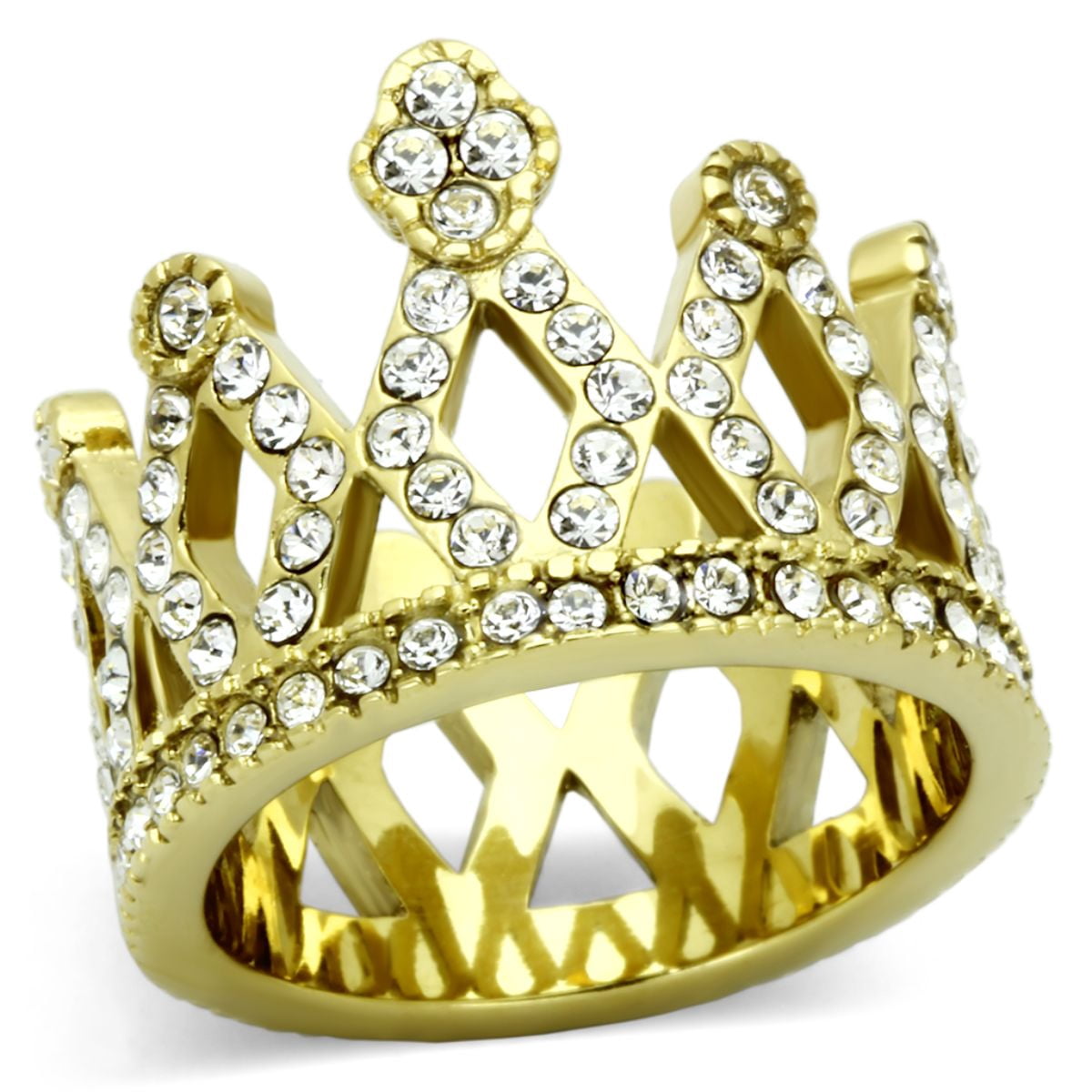 Luxe Jewelry Designs Women's Gold Ion Plated Stainless Steel Crown ...