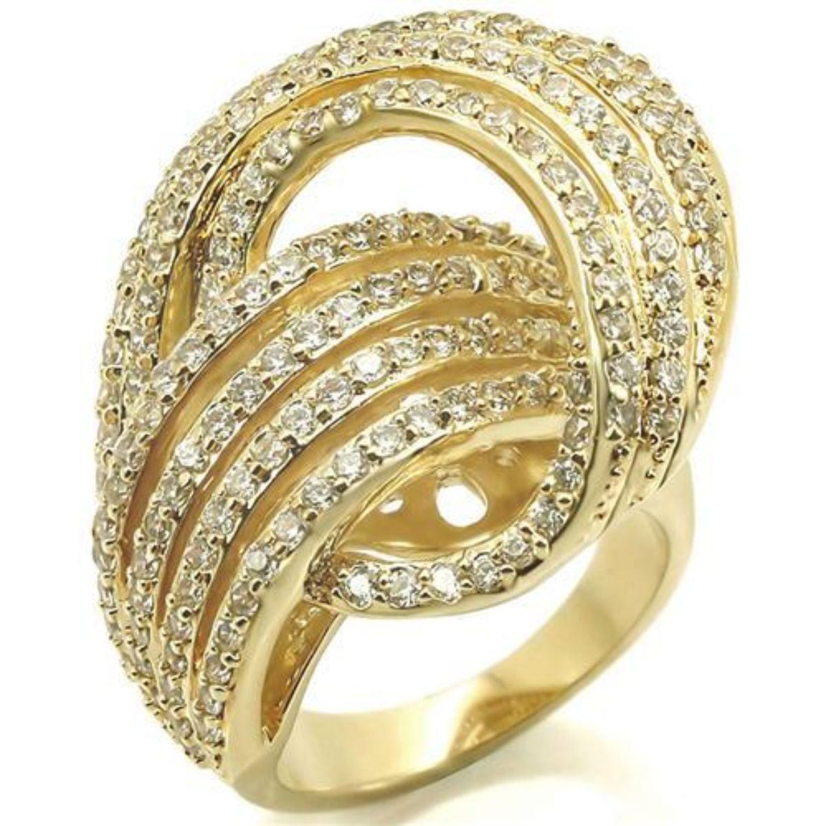 Luxe Jewelry Designs Women's Gold Plated Brass Surface Prong Ring with ...