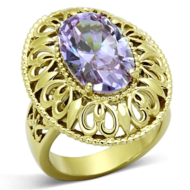 Luxe Jewelry Designs Women's Ion Plated Gold Stainless Steel Ring with ...
