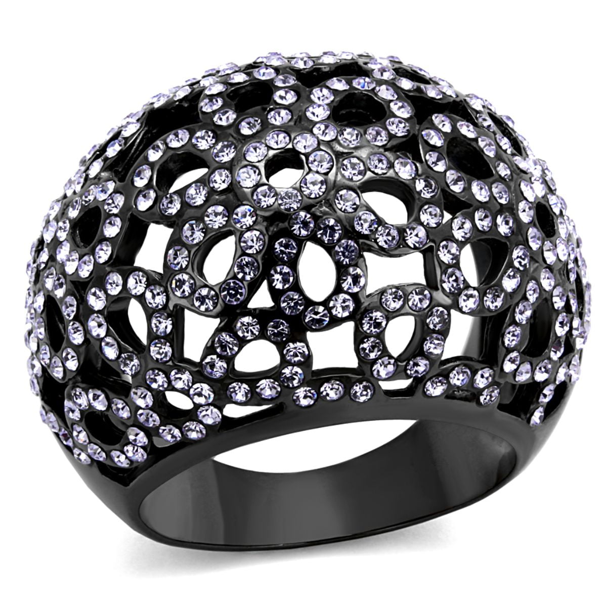 Luxe Jewelry Designs Women's Light Black IP Stainless Steel Flower ...
