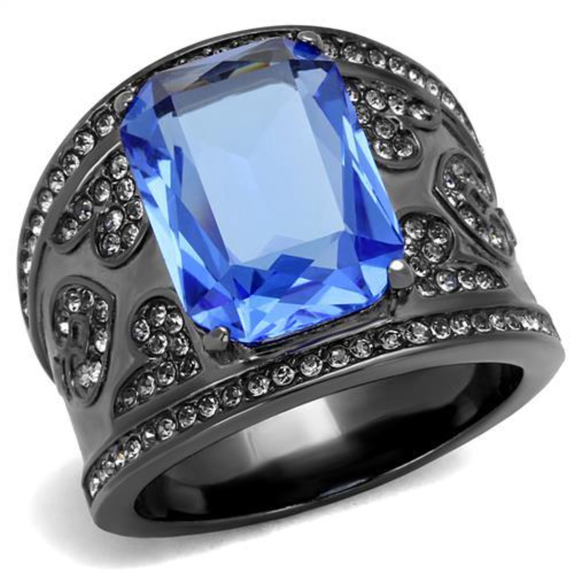 Luxe Jewelry Designs Women's Light Black IP Stainless Steel Ring with ...