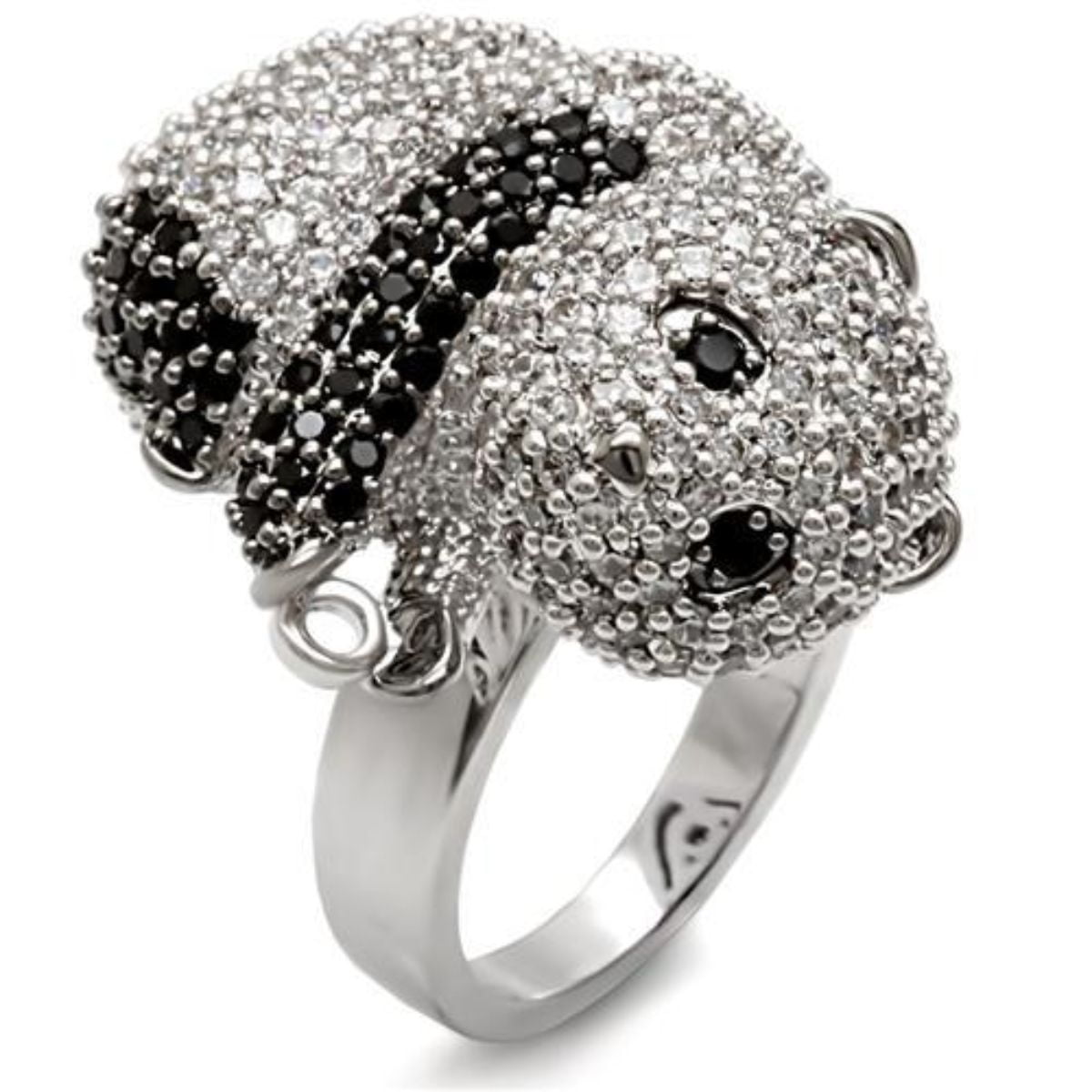 Luxe Jewelry Designs Women's Rhodium and Ruthenium Plated Panda Brass ...