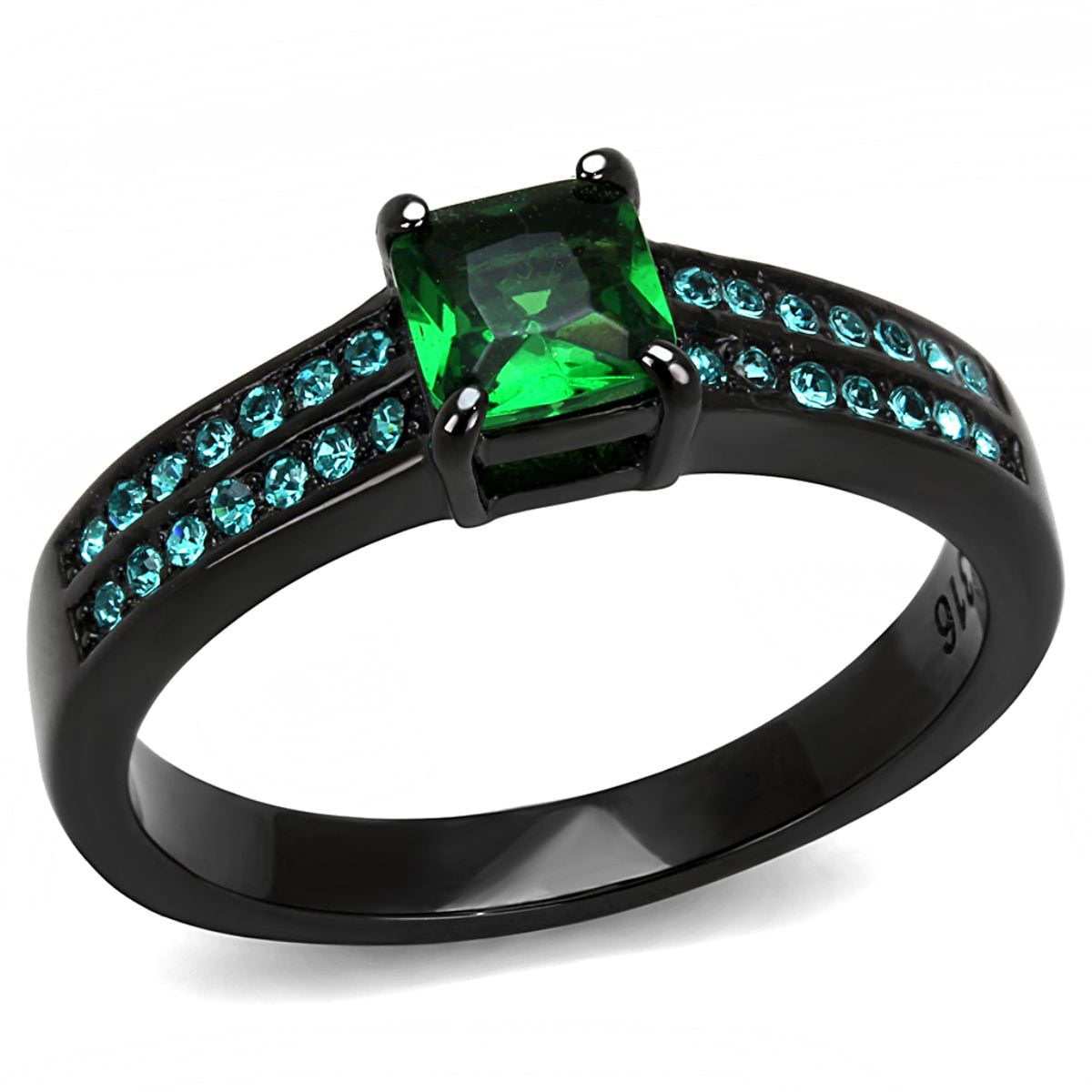 Luxe Jewelry Designs Women's Stainless Steel Engagement Ring with ...