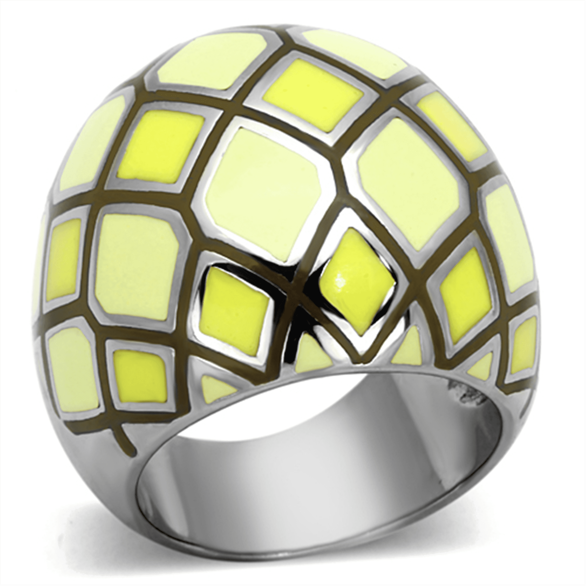 Luxe Jewelry Designs Women's Stainless Steel Yellow Diamond Pattern ...