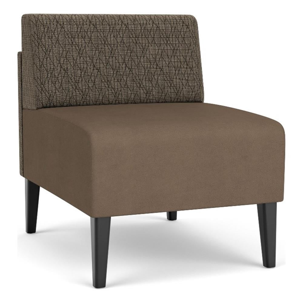Luxe Lounge Reception Armless Guest Chair / Black Steel Legs / Brown ...