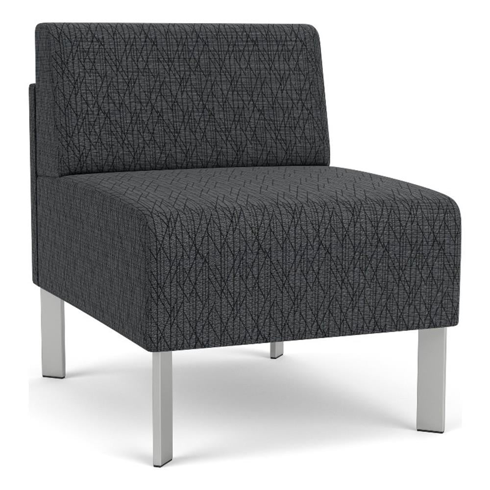 Luxe Lounge Reception Armless Guest Chair / Silver Steel Legs / Dark ...