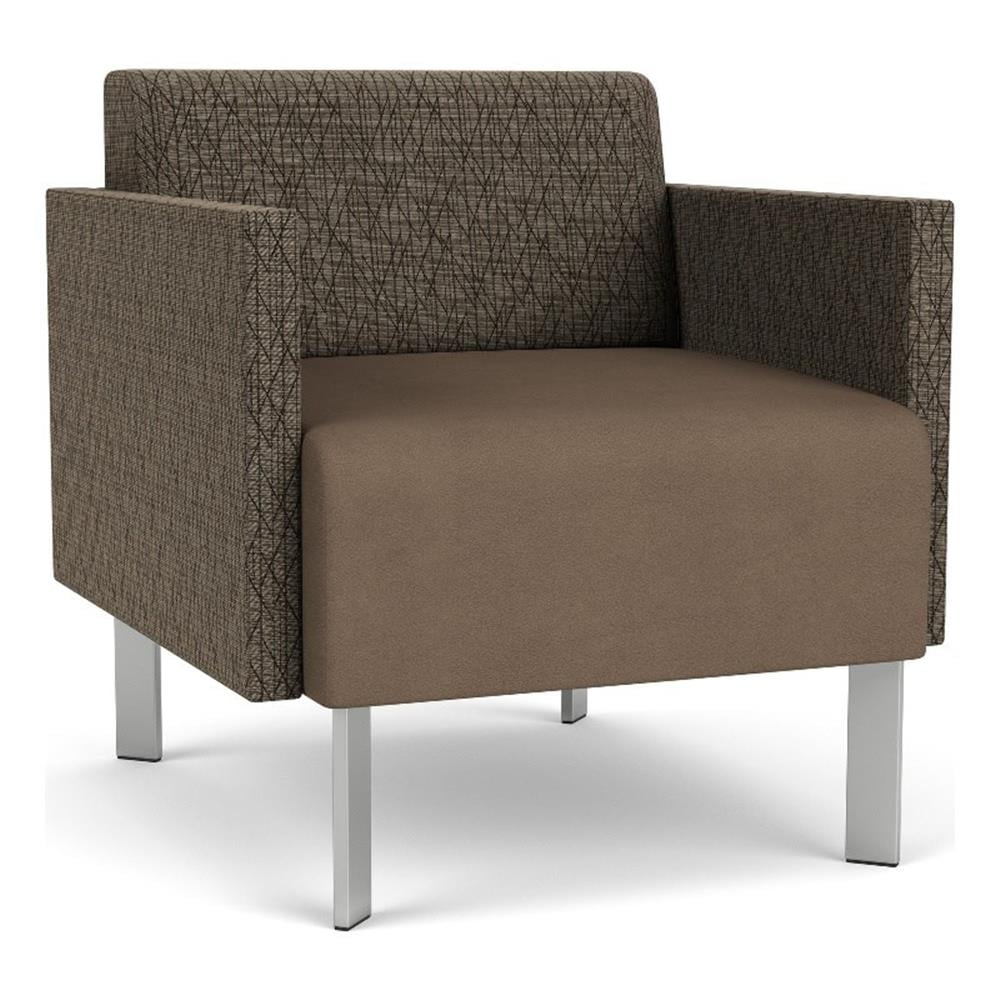 Luxe Lounge Reception Waiting Guest Chair / Silver Steel Legs / Brown ...