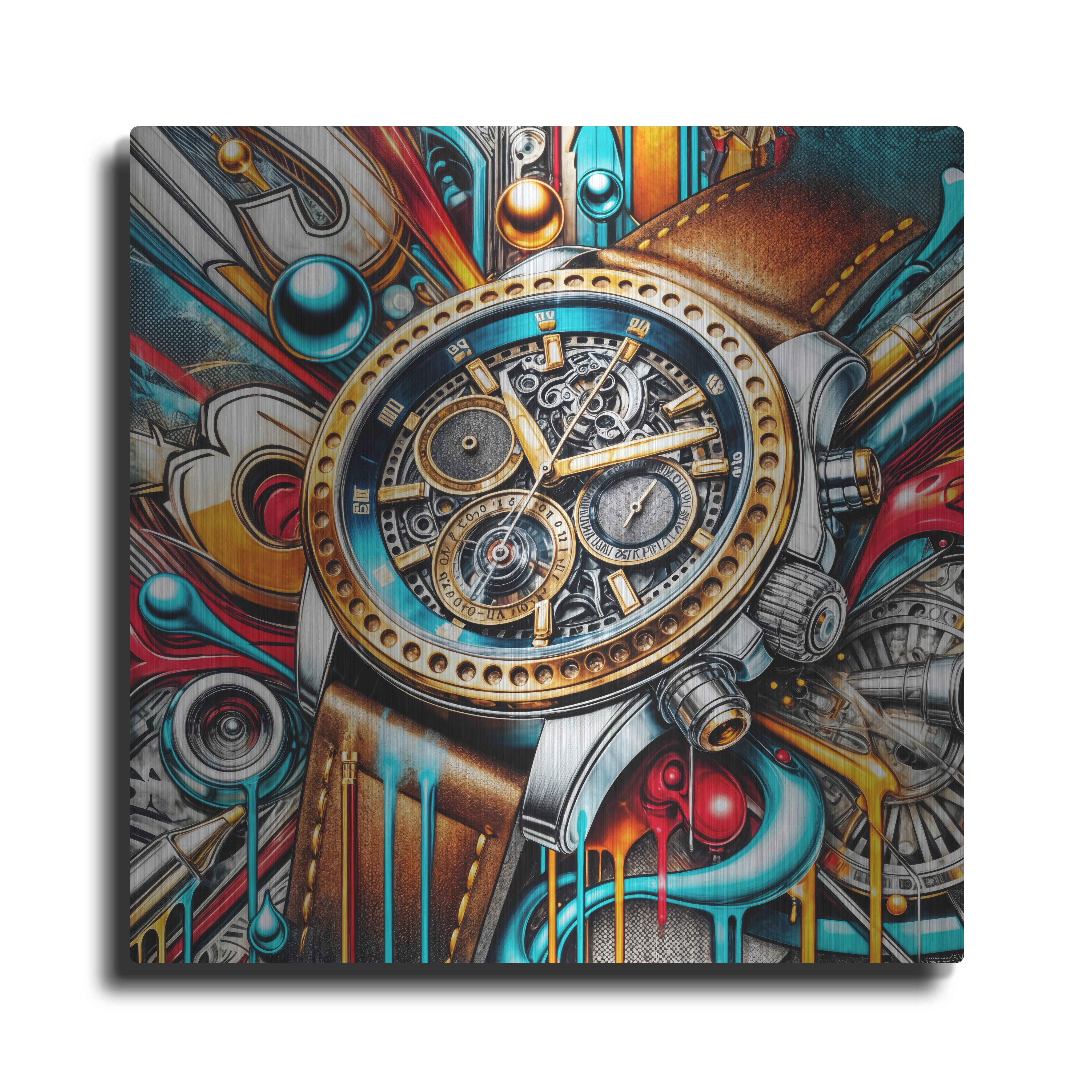 Luxe Metal Art 'Abstract Watch' by Rey Klimt Metal Wall Art, 36" x 36 ...