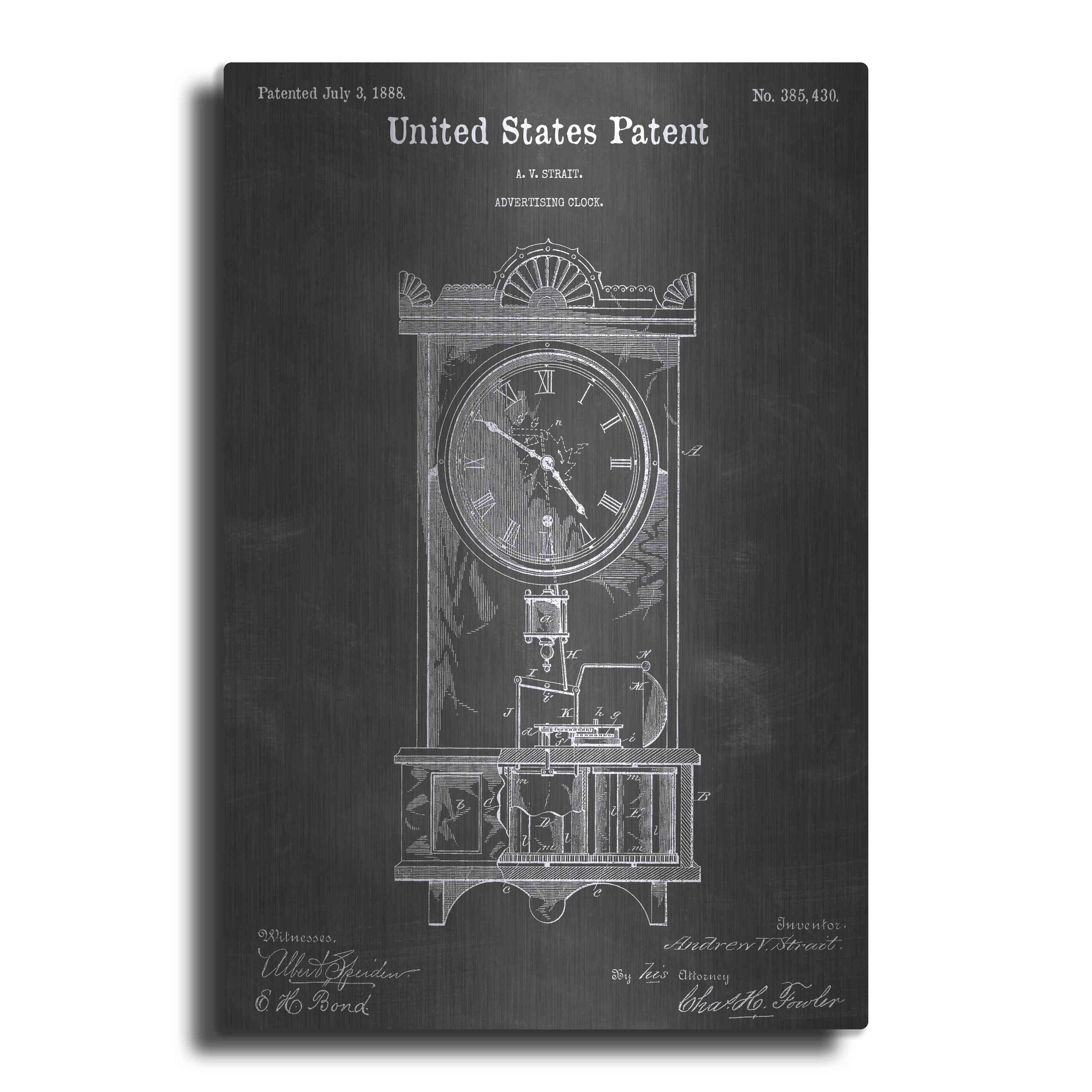 Luxe Metal Art 'Advertising Clock Vintage Patent Blueprint' by Epic ...