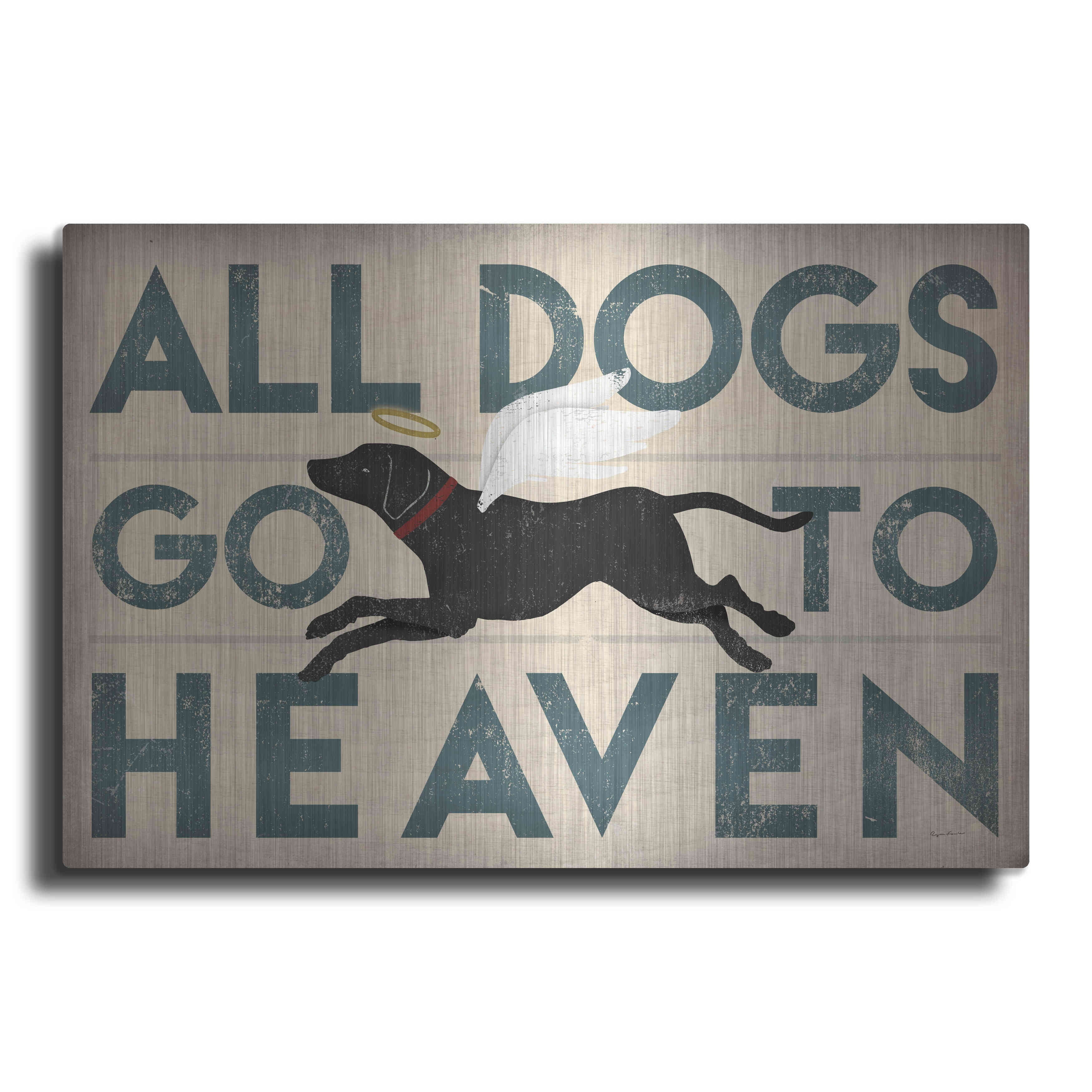 Luxe Metal Art 'All Dogs Go To Heaven I' by Ryan Fowler, Metal Wall Art ...