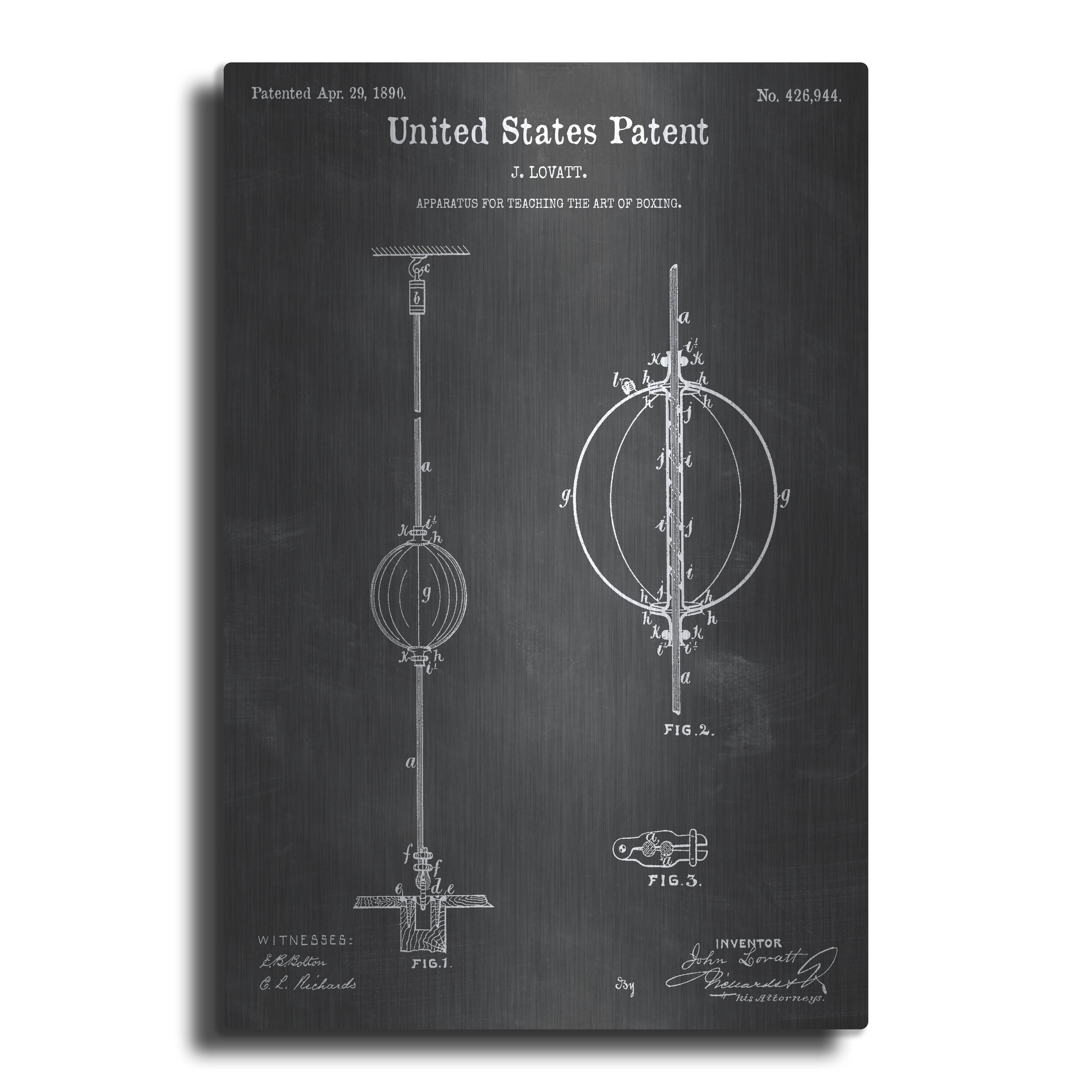 Luxe Metal Art 'Apparatus to Teach Boxing Blueprint Patent Chalkboard ...