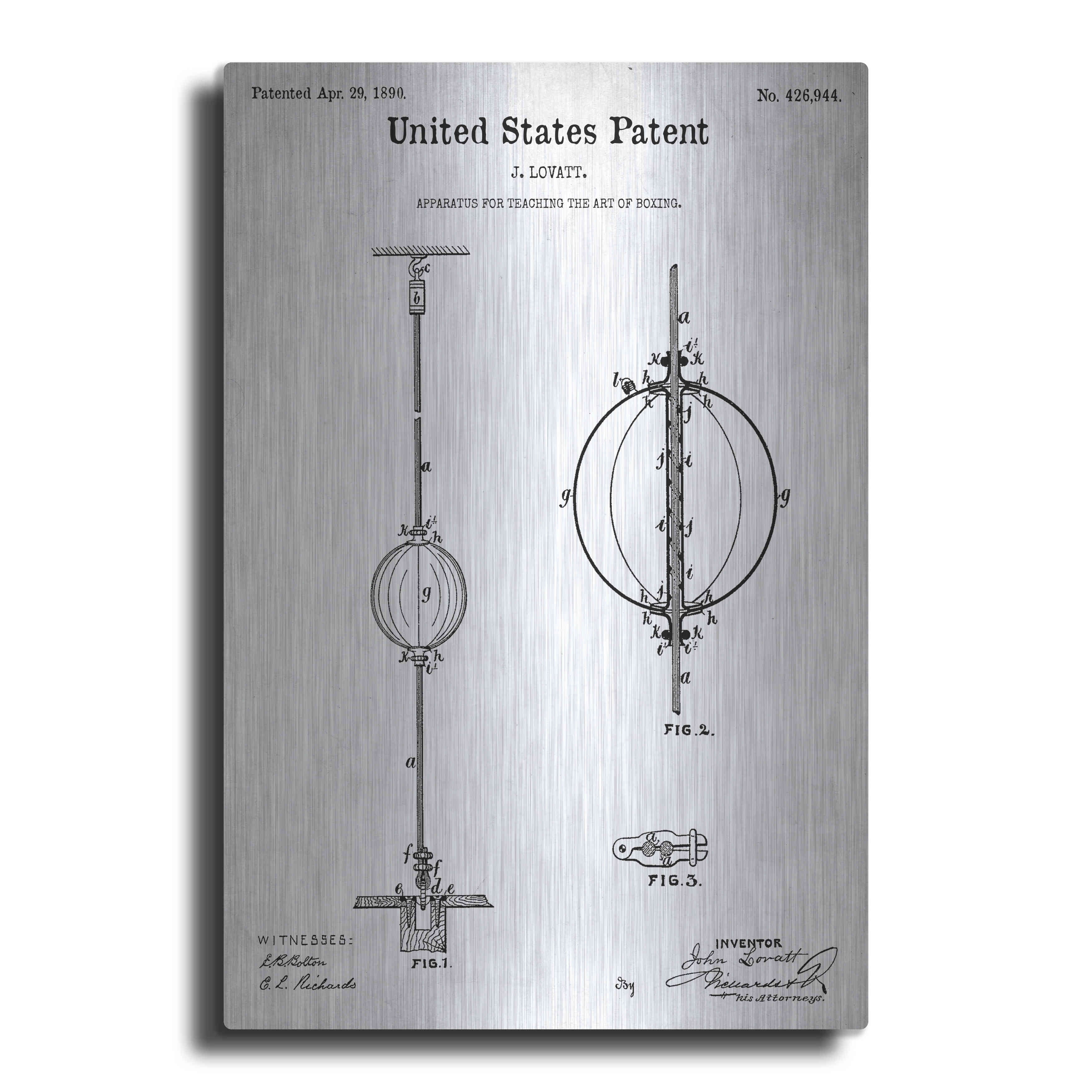 Luxe Metal Art 'Apparatus to Teach Boxing Blueprint Patent White' Metal ...