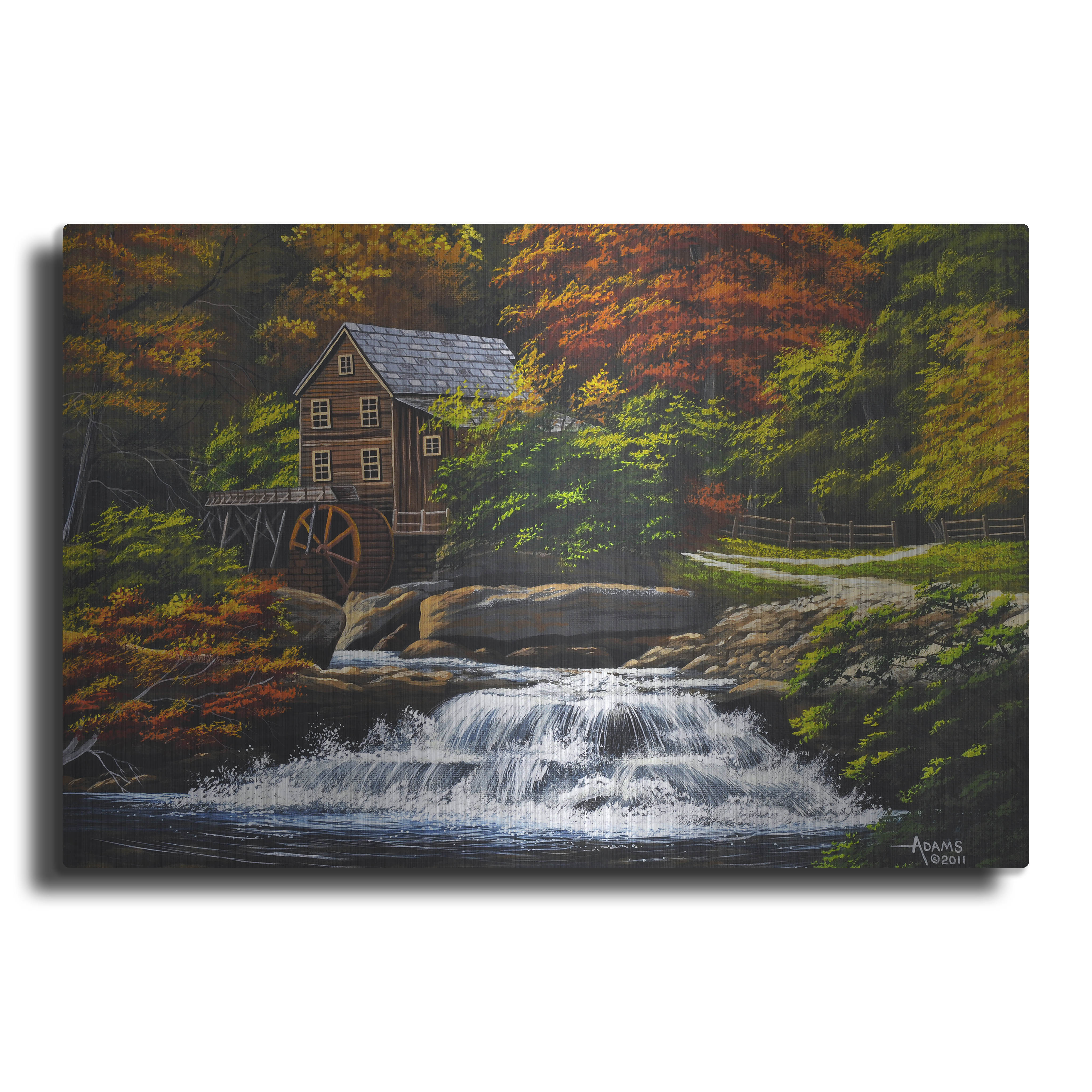 Luxe Metal Art 'Autumn Mill' by Gary Adams, Metal Wall Art, 24"x16 ...