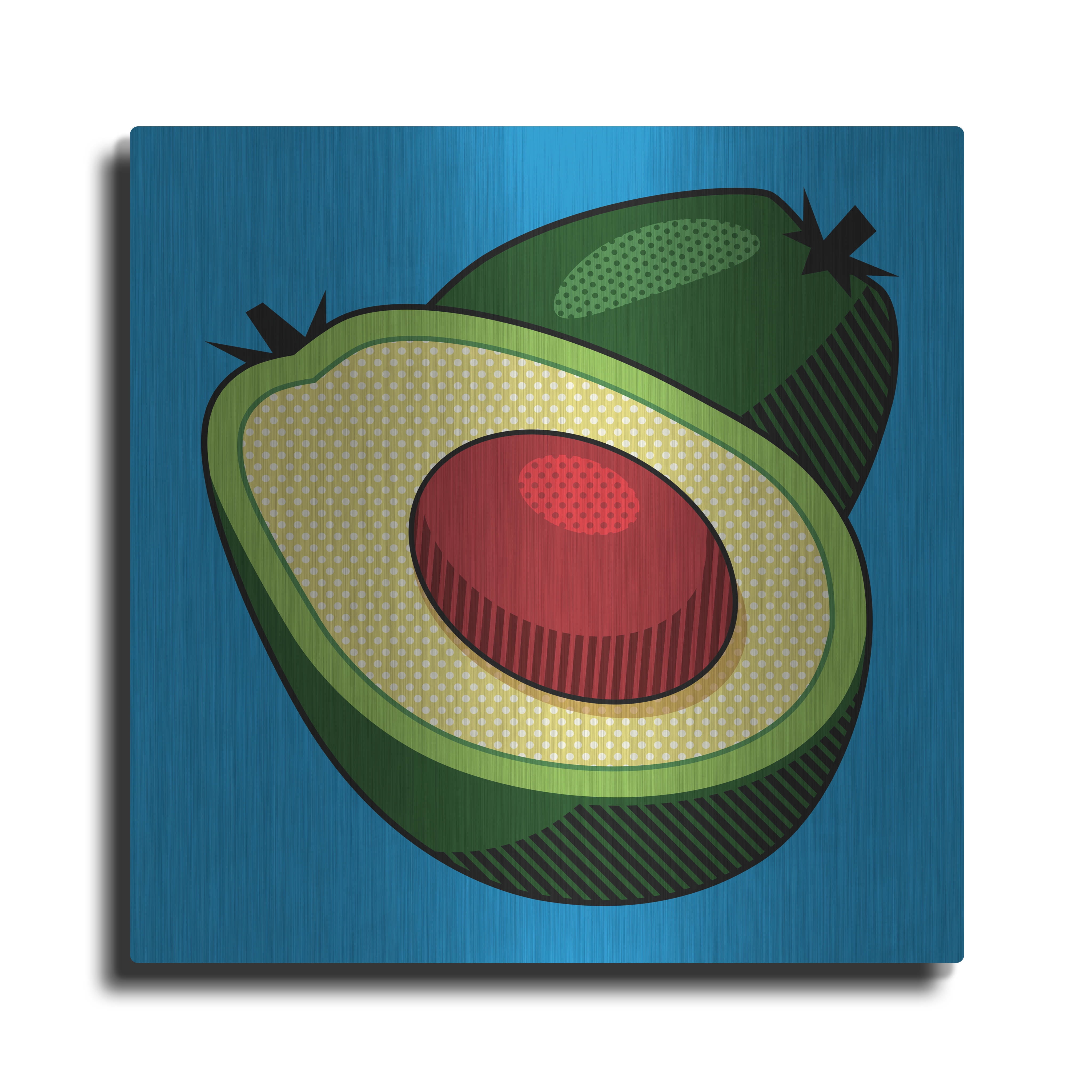 Luxe Metal Art 'Avocado On Blue' by Ron Magnes, Metal Wall Art, 36"x36 ...