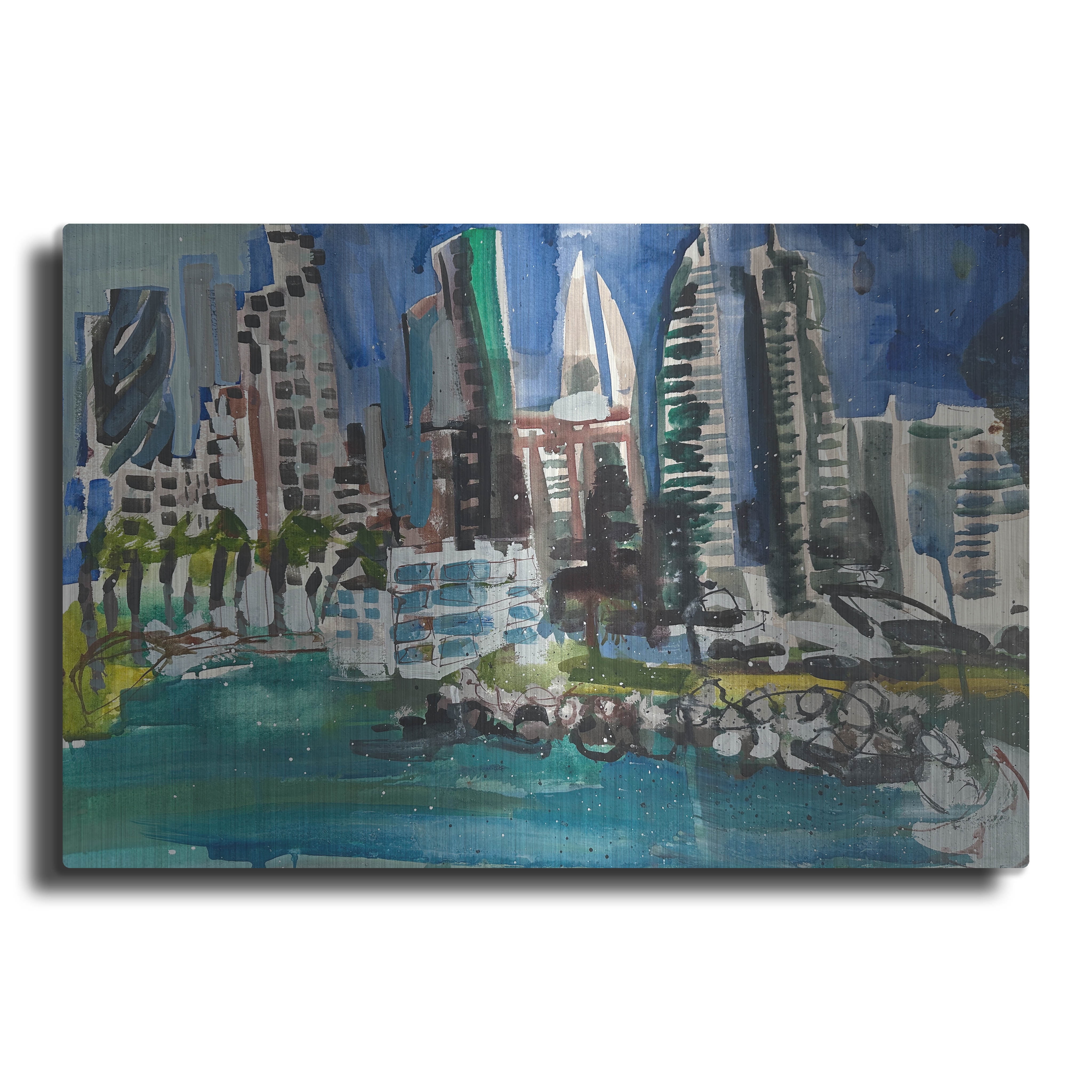 Luxe Metal Art 'Bahrain Skyline' by Erin McGee Ferrell Metal Wall Art ...