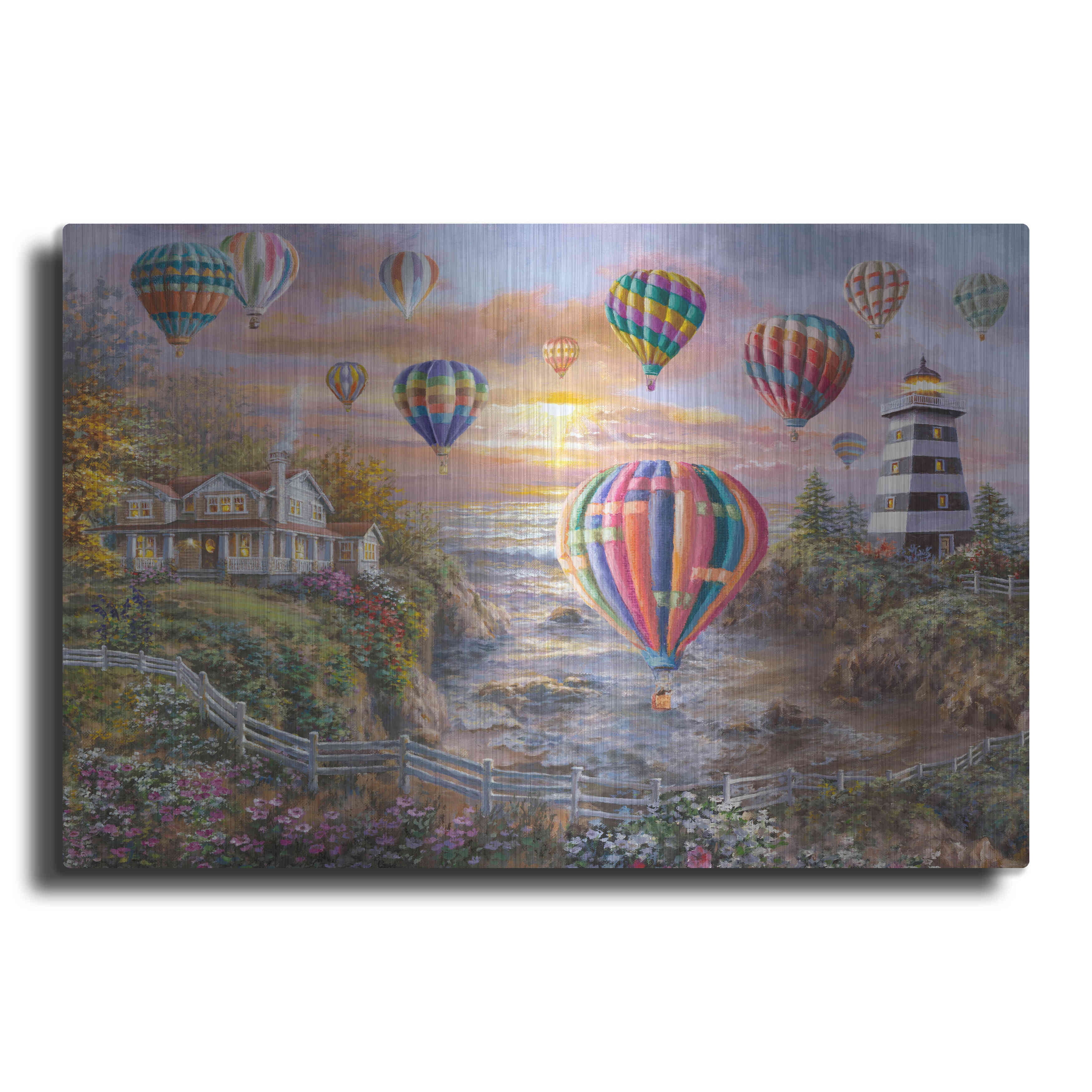 Luxe Metal Art 'Balloons Over Cottage Cove' by Nicky Boehme, Metal Wall ...