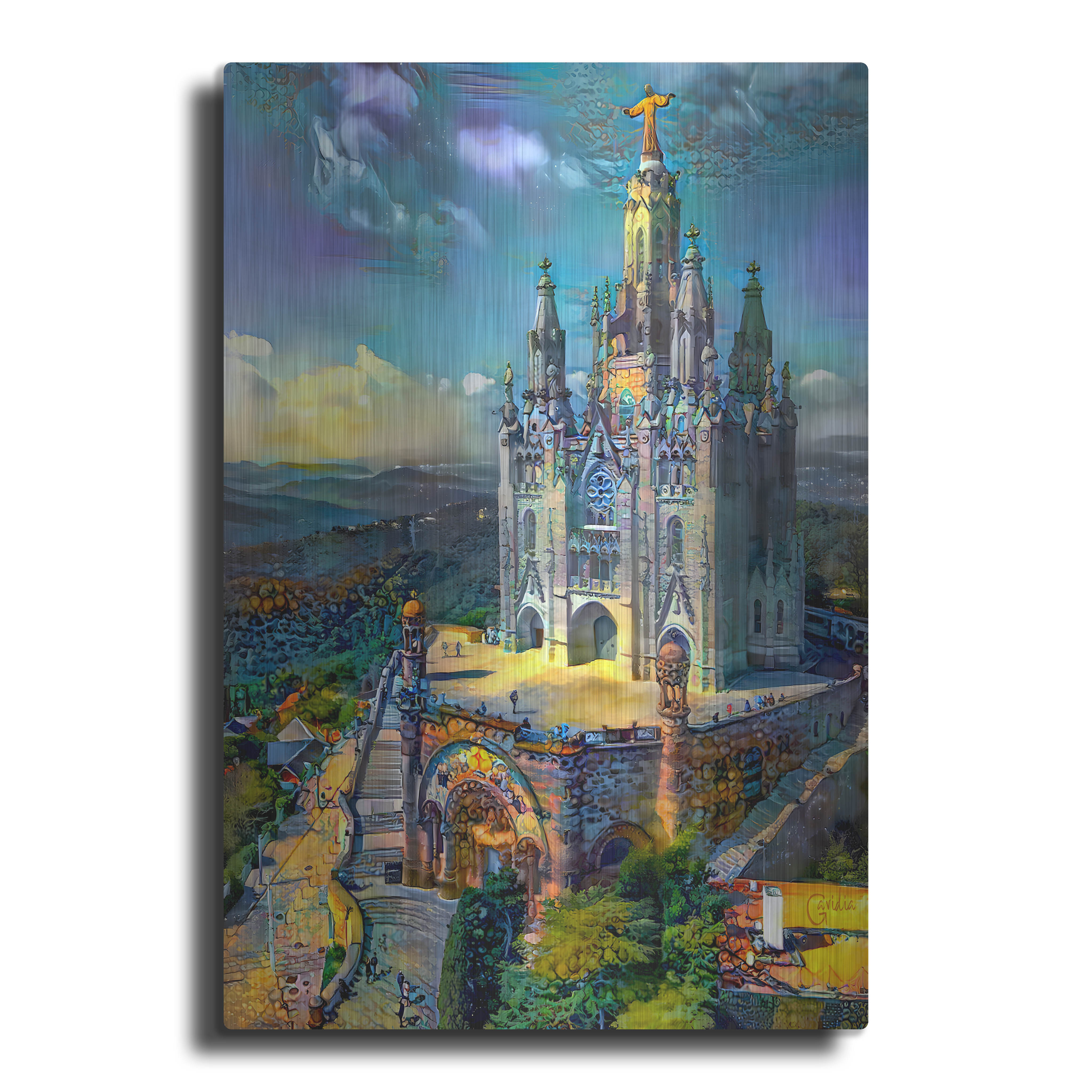 Luxe Metal Art 'Barcelona Spain Tibidabo Church' by Pedro Gavidia ...