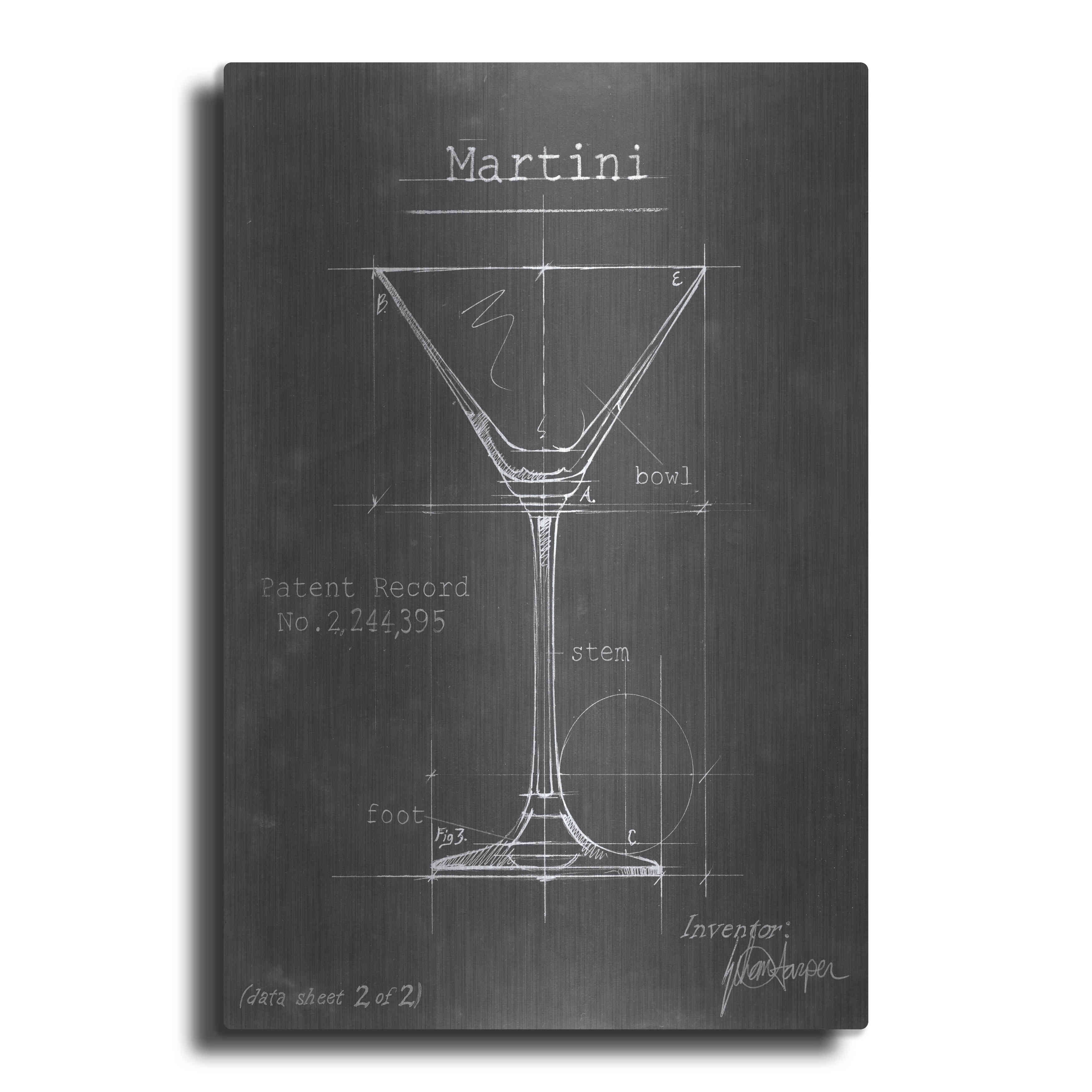 Luxe Metal Art 'Barware Blueprint V' by Ethan Harper Metal Wall Art, 12 ...