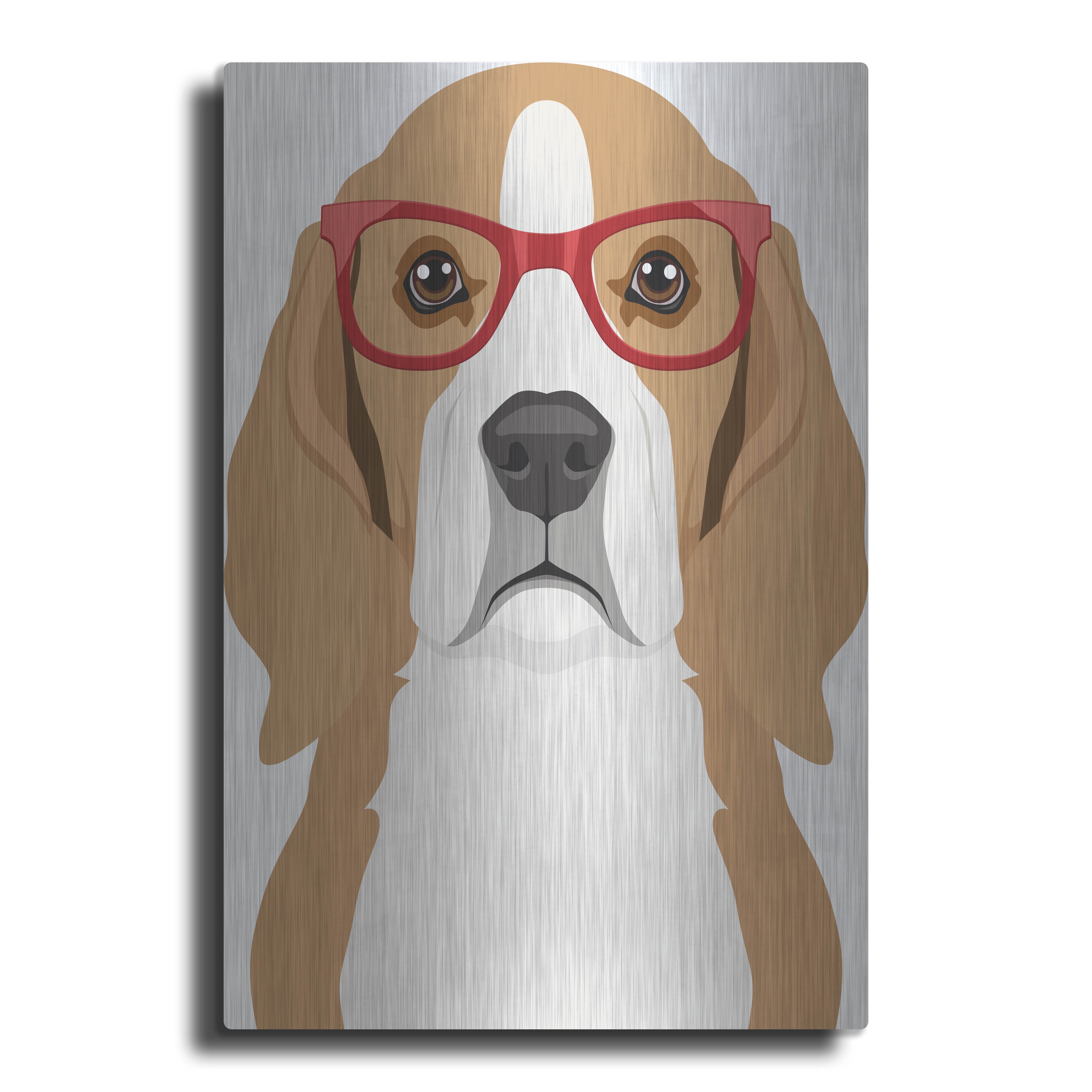 Luxe Metal Art 'Beagle Wearing Hipster Glasses' by Furbaby Affiliates ...