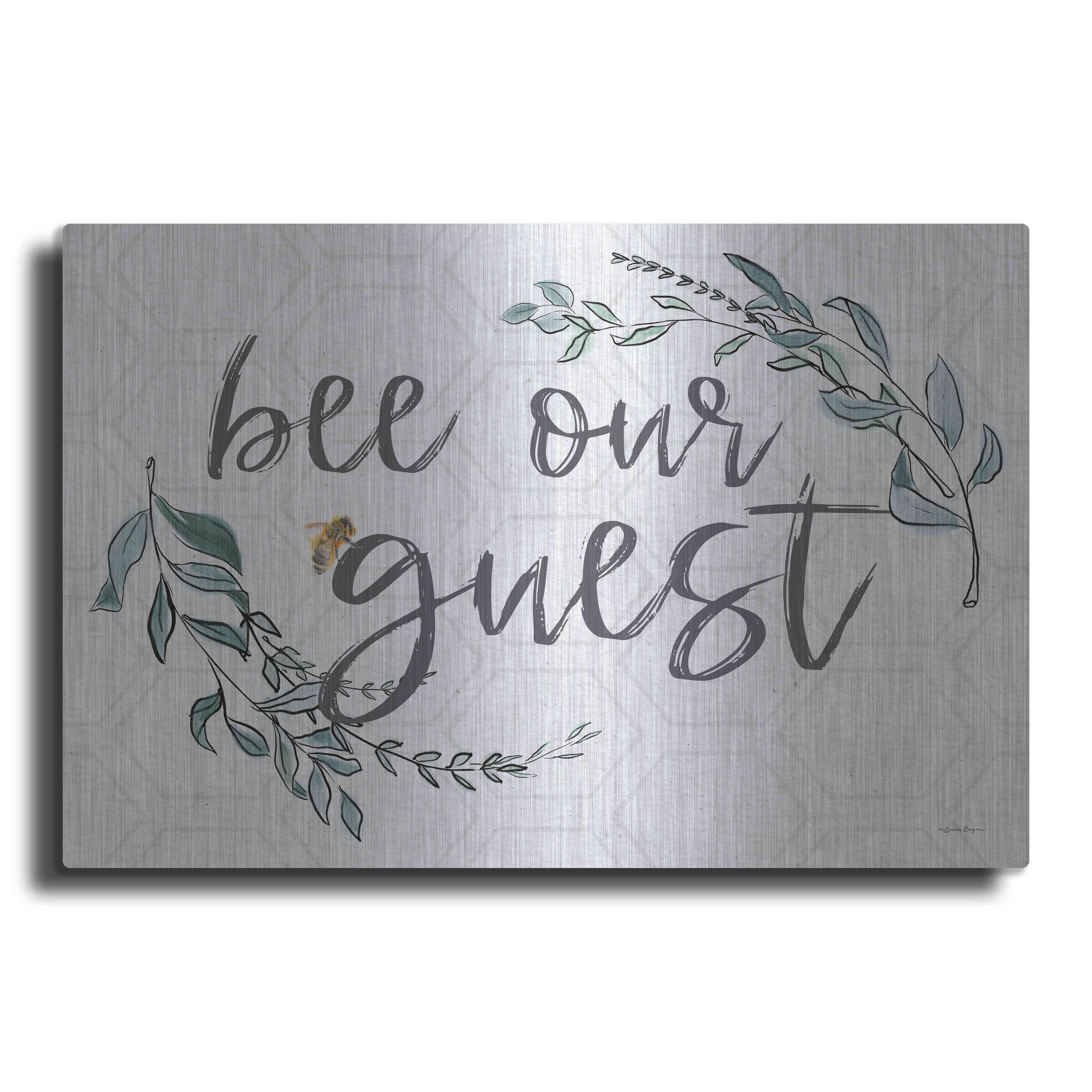 Luxe Metal Art 'Bee Our Guest' by Susie Boyer, Metal Wall Art, 24"x16 ...