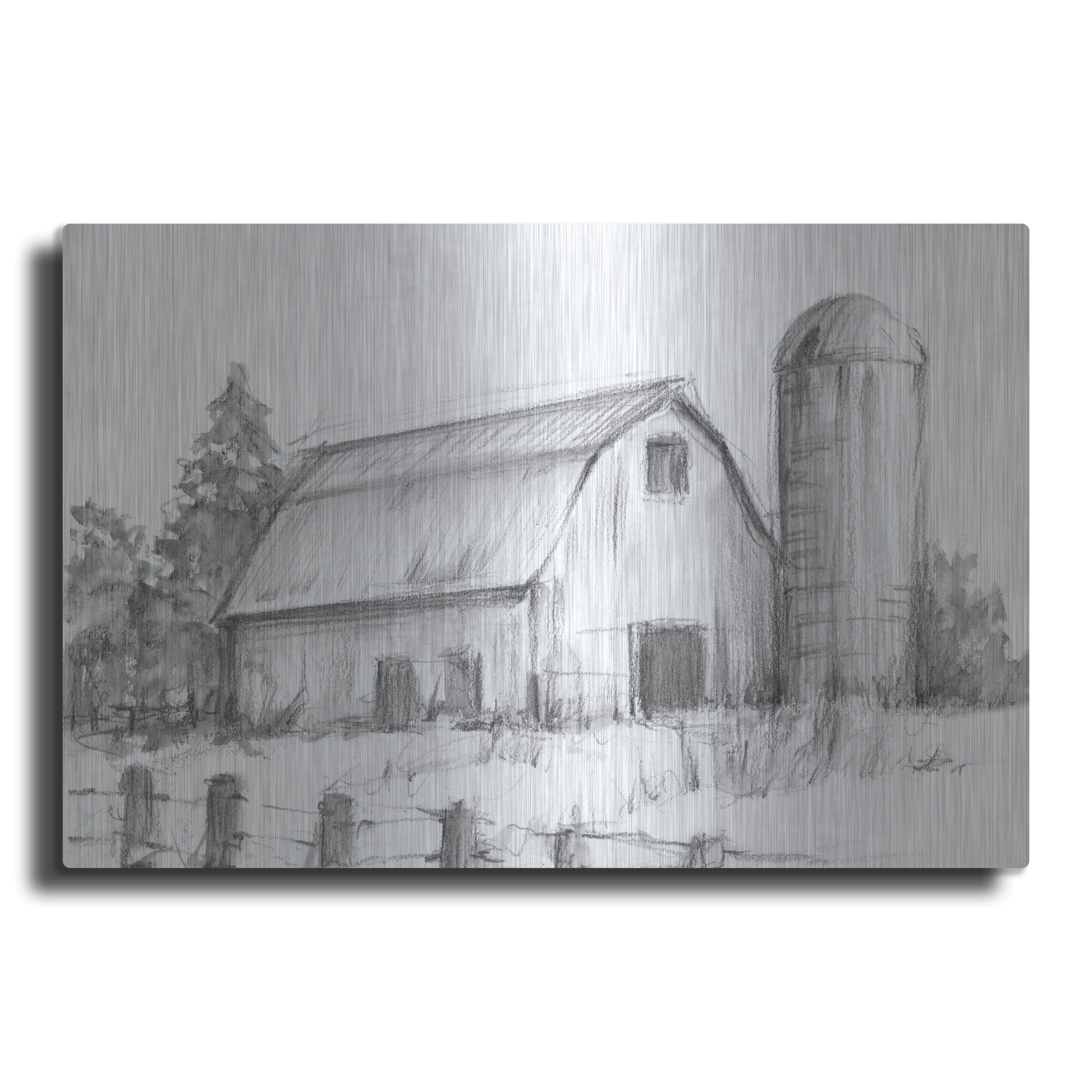 Luxe Metal Art 'Black And White Barn Study 1' by Ethan Harper Metal ...