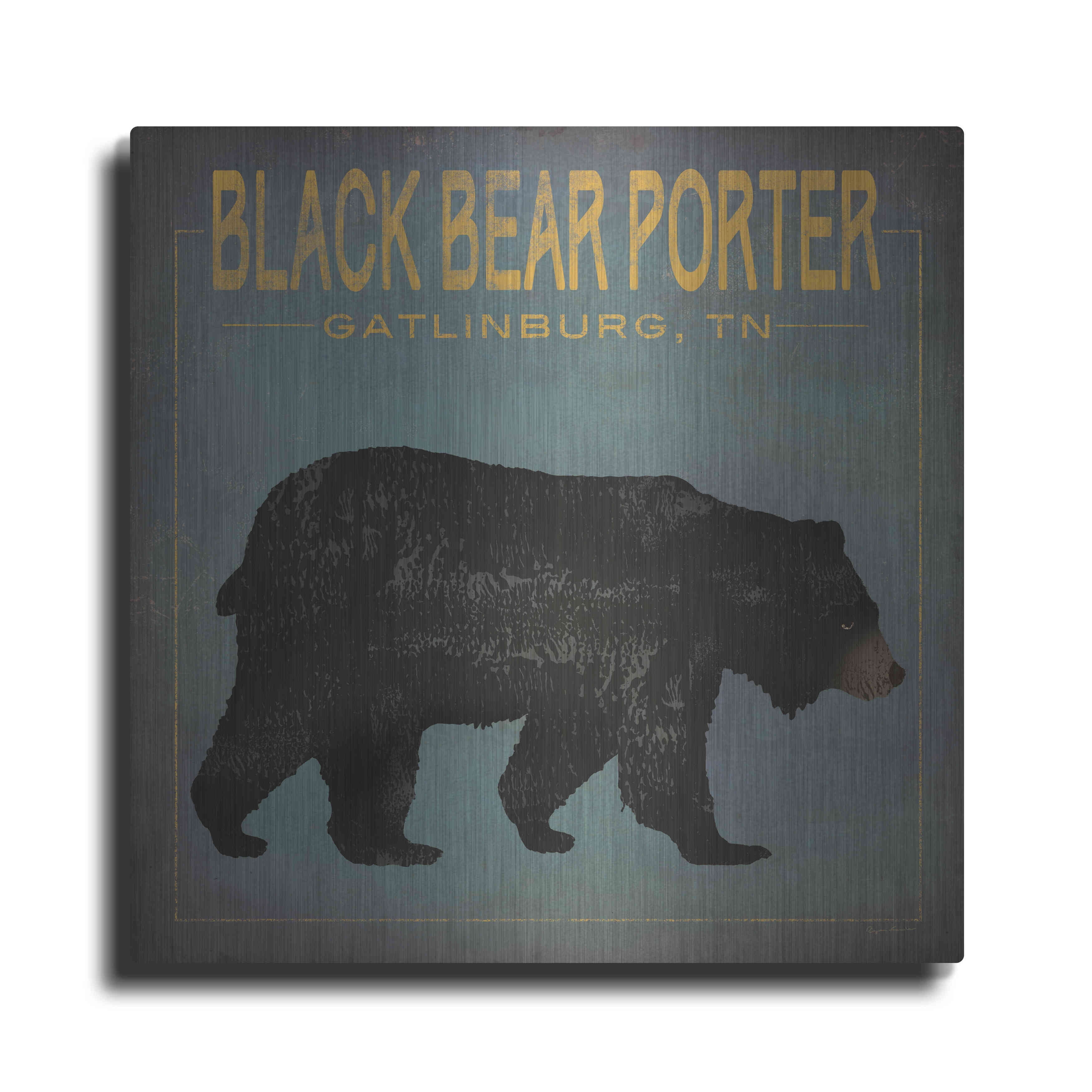 Luxe Metal Art 'Black Bear Porter' by Ryan Fowler, Metal Wall Art, 24 ...