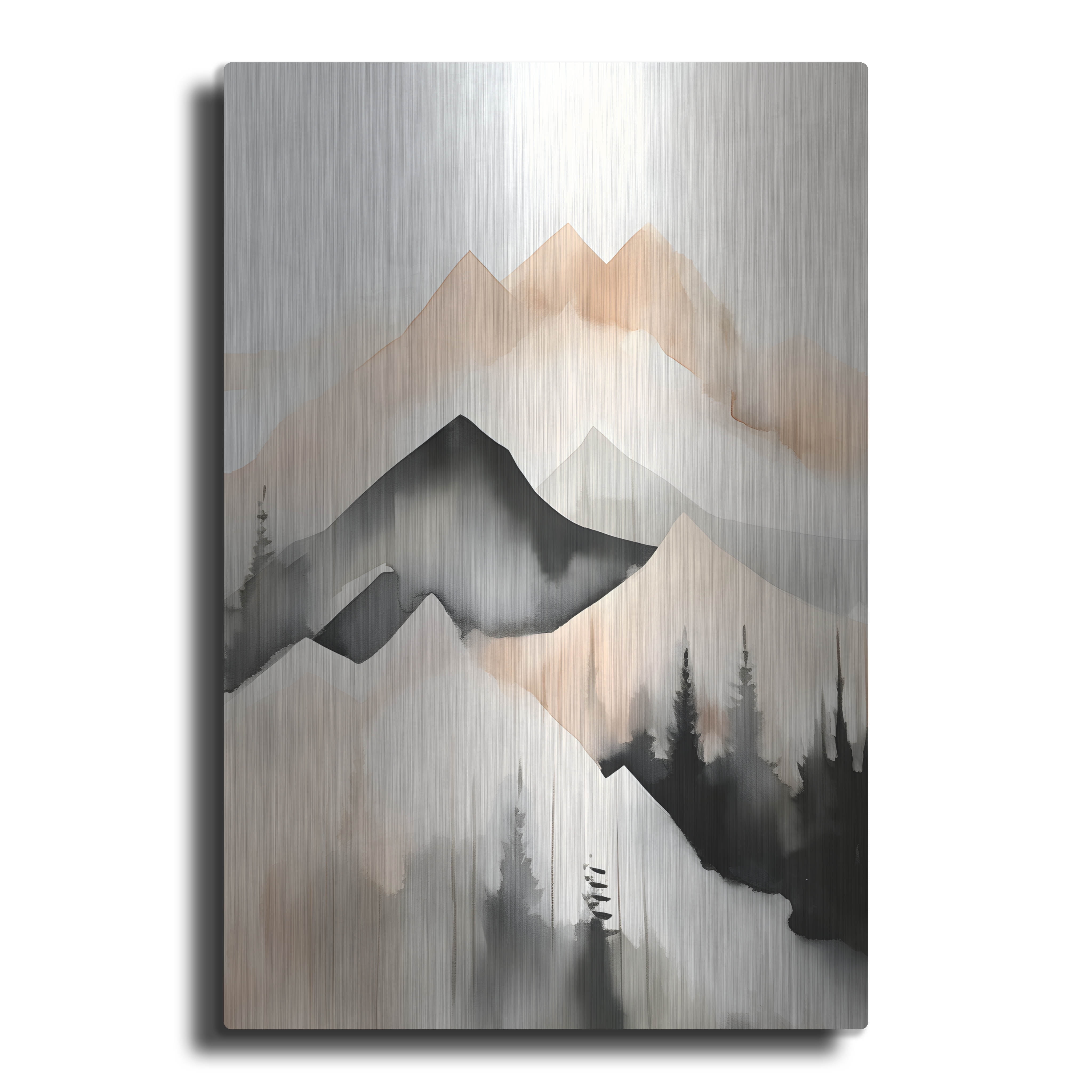 Luxe Metal Art 'Black & Beige Landscape 8' by Petals Prints Design ...