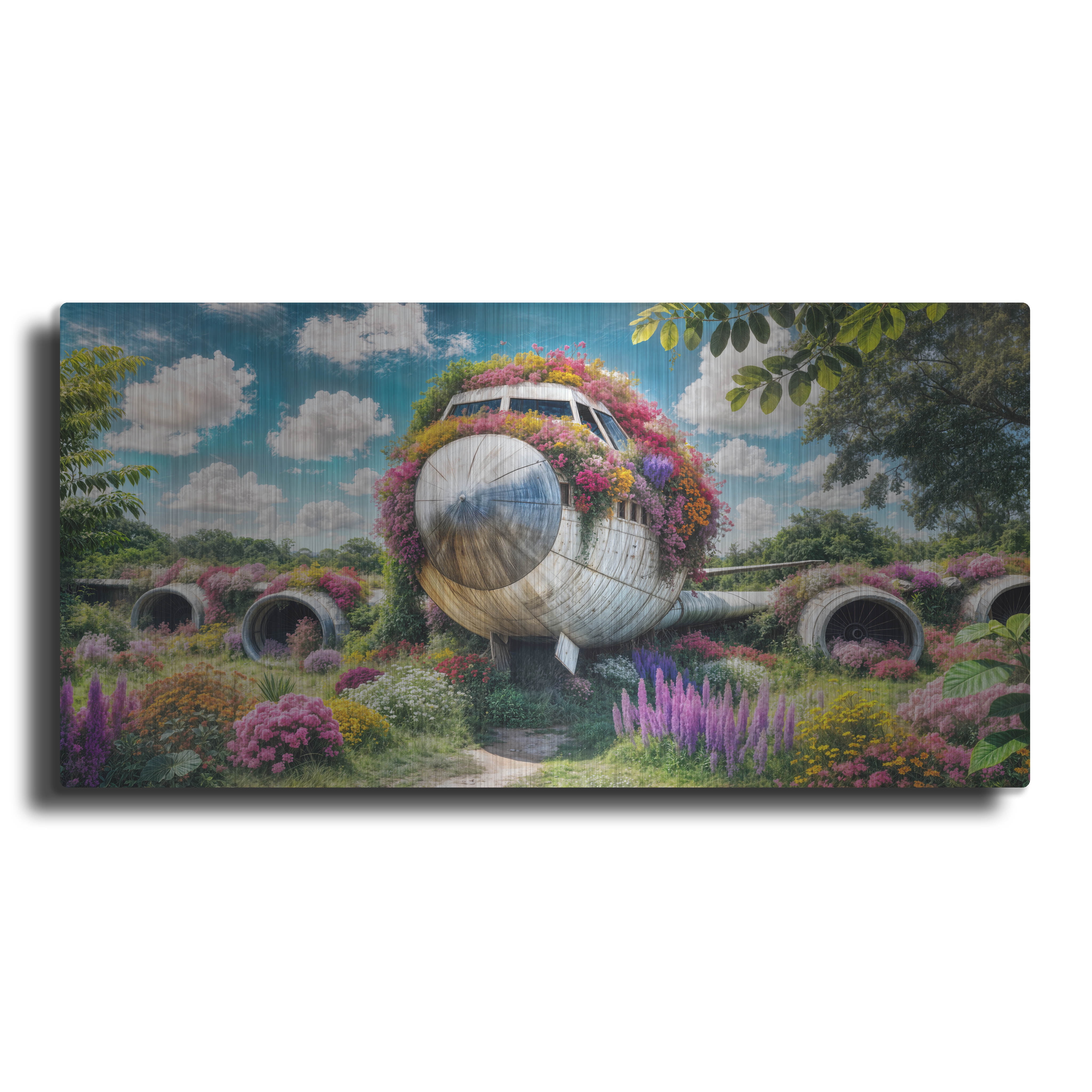 Luxe Metal Art 'Blooming Plane Landscape' by Rey Klimt Metal Wall Art ...