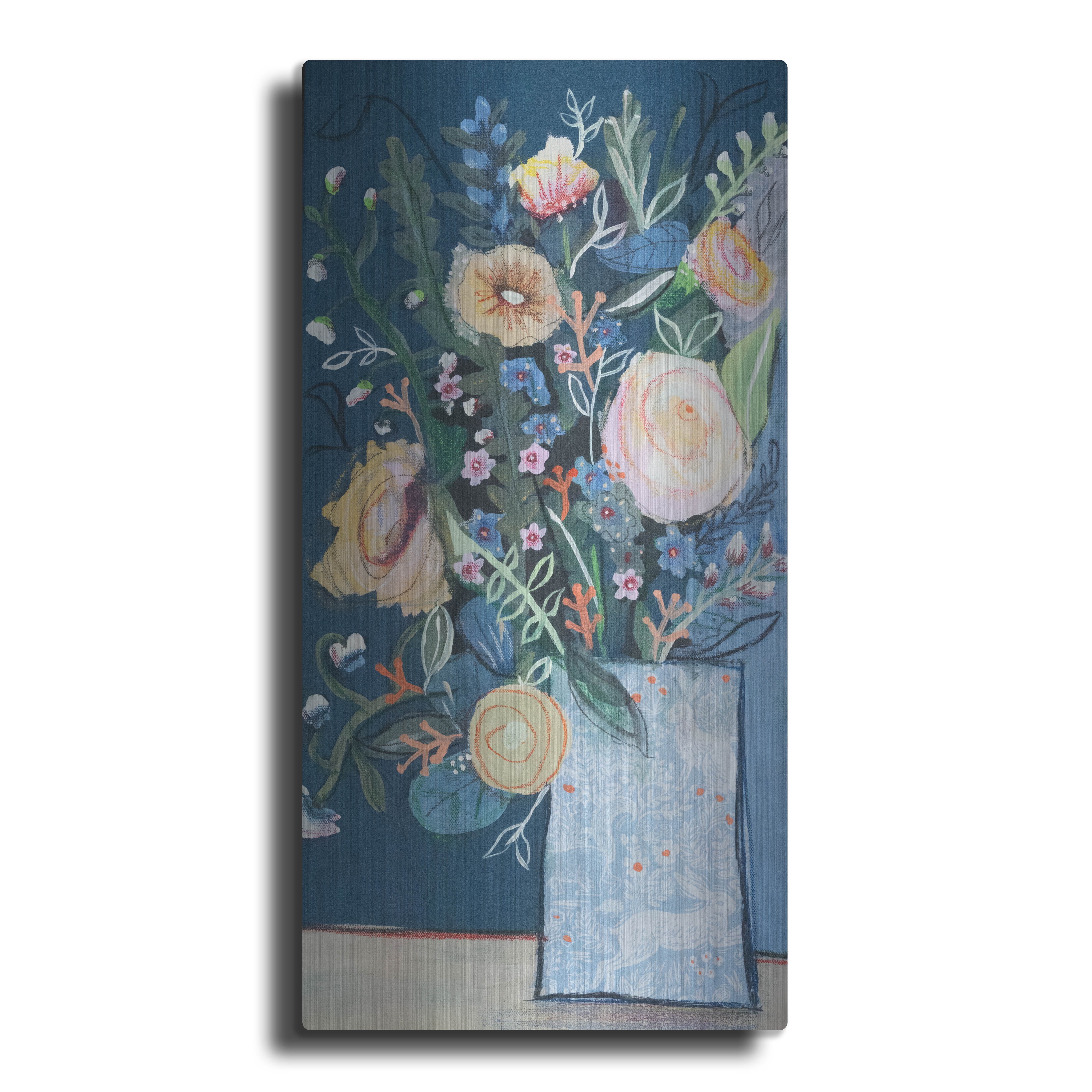 Luxe Metal Art 'Blossoms In Blue' by Jeri Hauth Metal Wall Art, 12" x ...