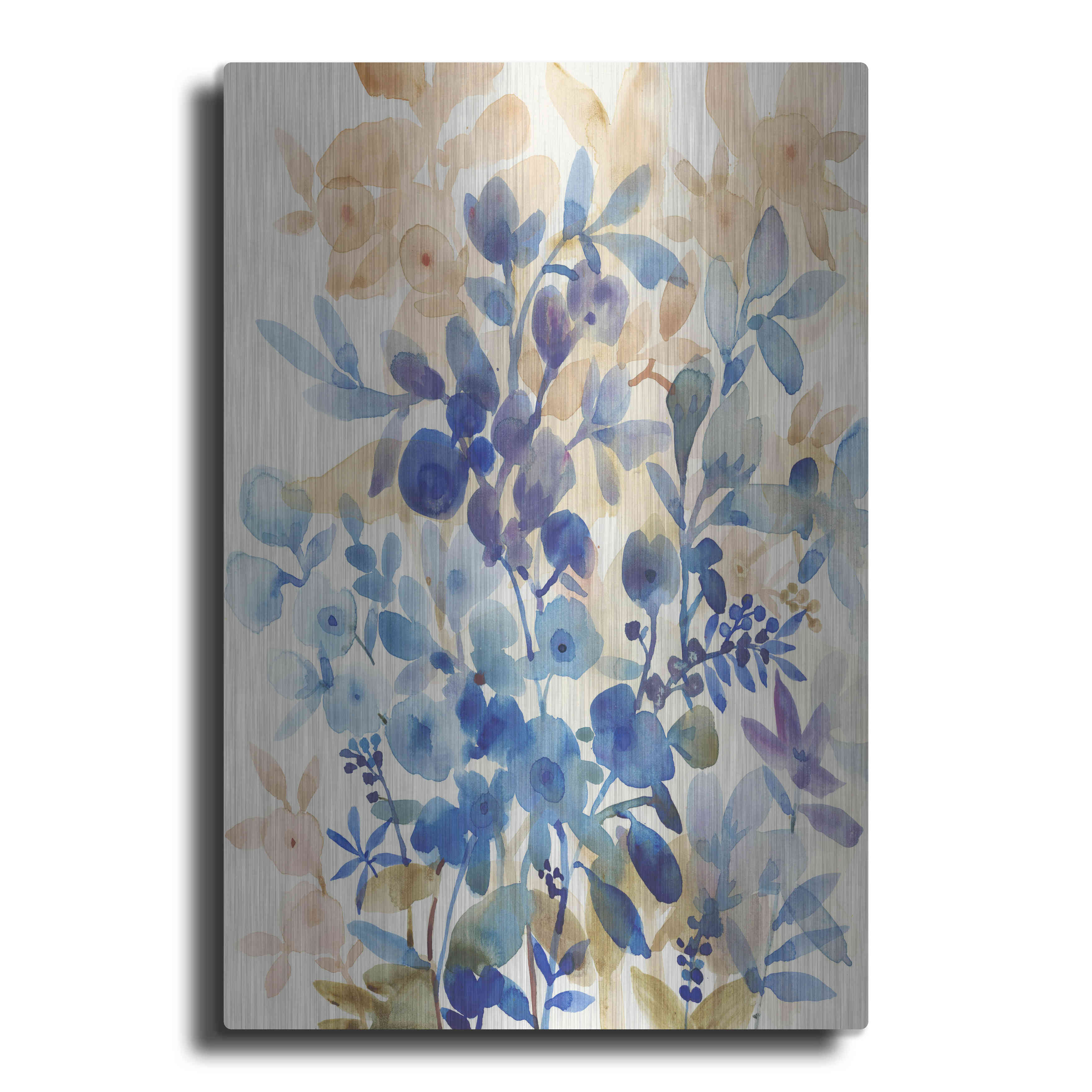 Luxe Metal Art 'Blueberry Floral I' by Tim O'Toole, Metal Wall Art, 24 ...